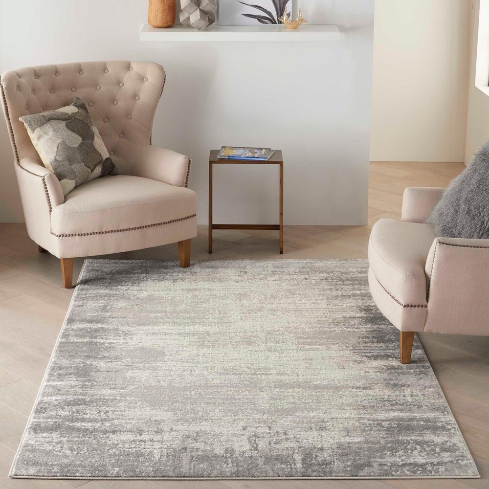 Nourison Cyrus CYR04 6' x 9' Ivory and Grey Area Rug | NFM