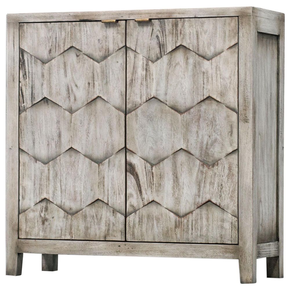 Uttermost Catori Console Cabinet In Distressed Light Grey | NFM