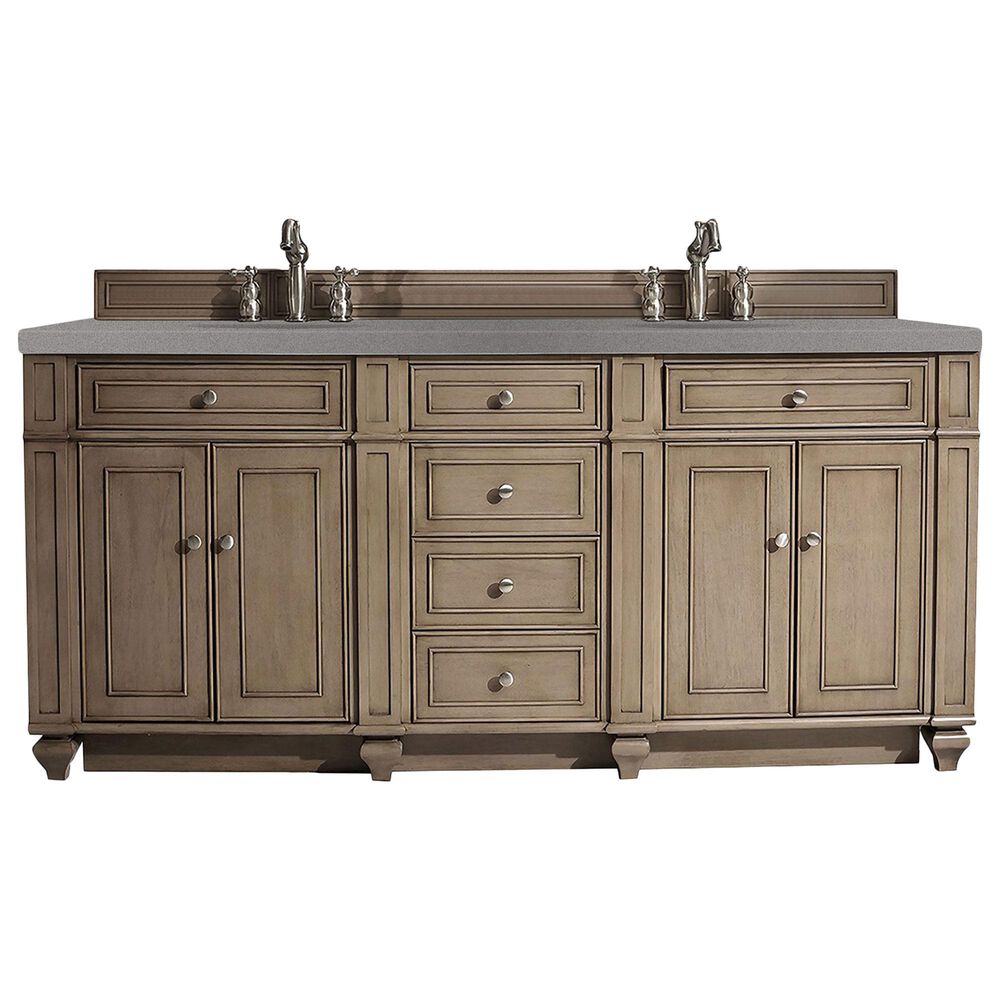 James Martin Bristol 72" Double Bathroom Vanity in Whitewashed Walnut ...