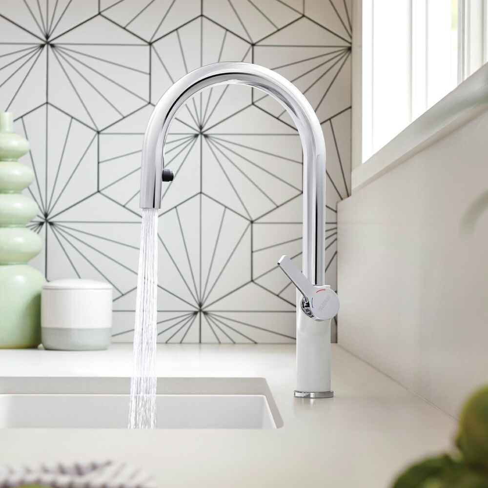 Blanco Urbena Pull-Down Kitchen Faucet 1.5 GPM in Chrome and White | NFM