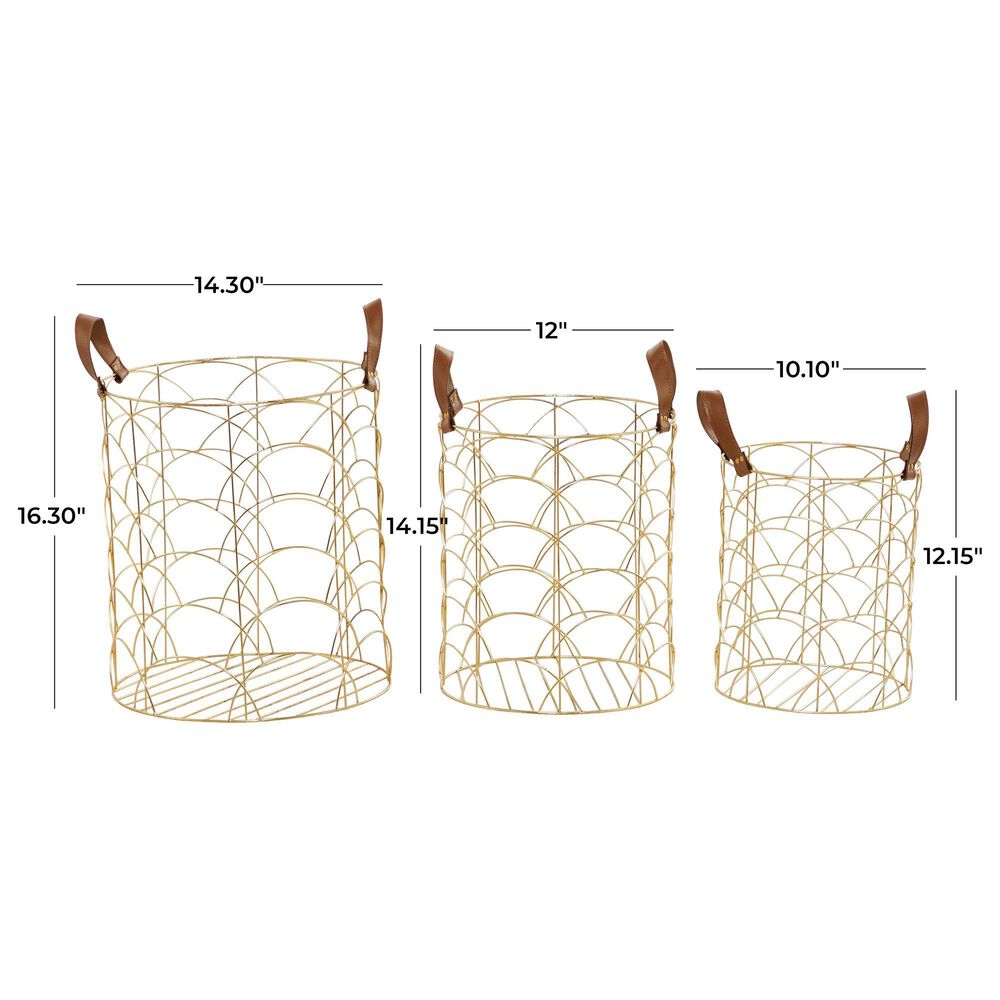 Maple and Jade Storage Basket in Gold (Set of 3) | NFM