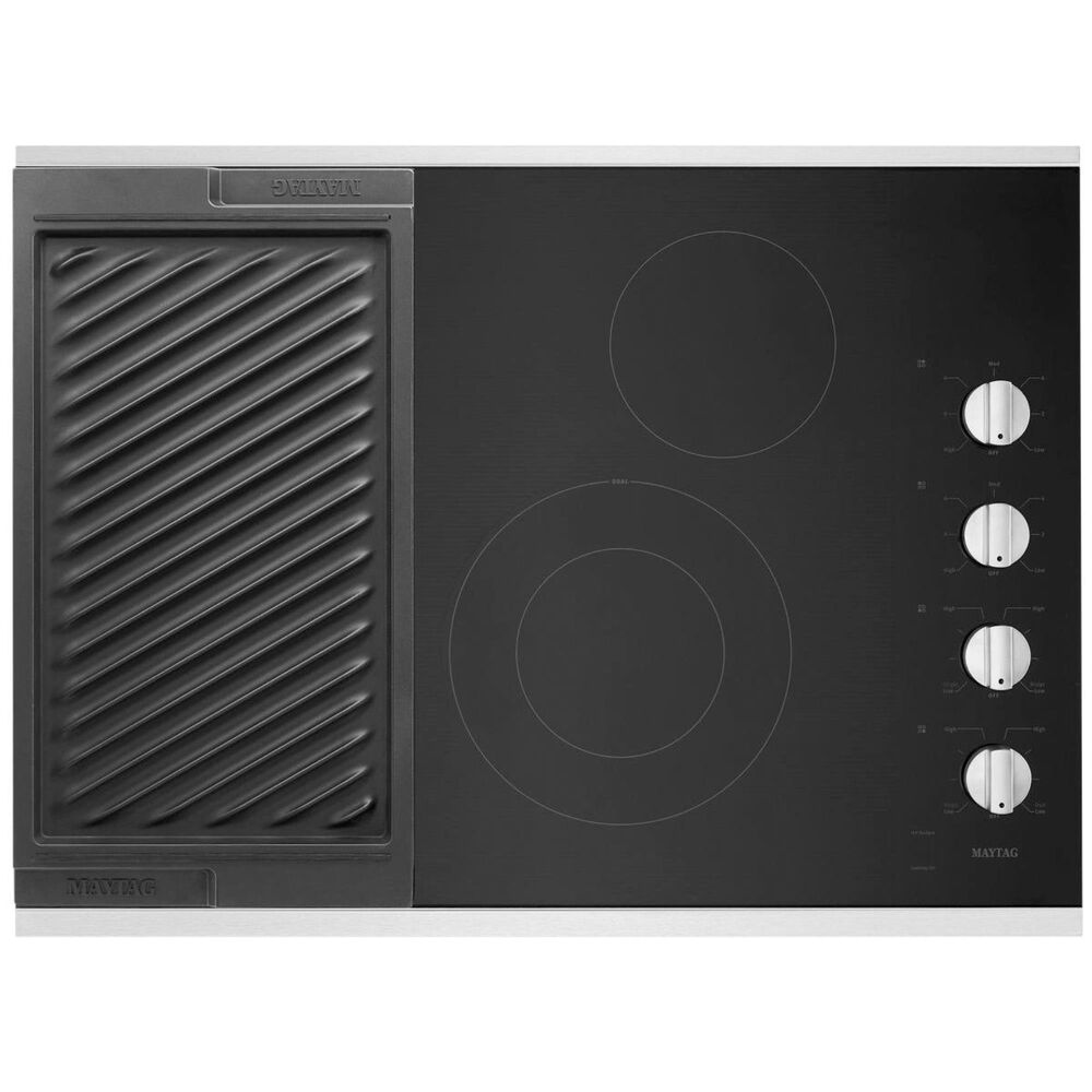 Maytag 30" Electric Cooktop with Grill and Griddle in Stainless Steel | NFM