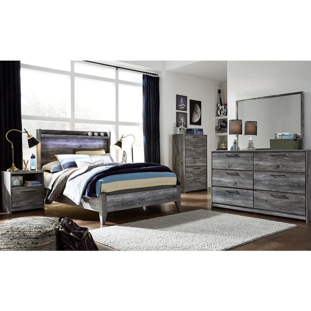 Ashley Baystorm Full LED Panel Bed in Smoke Gray | NFM