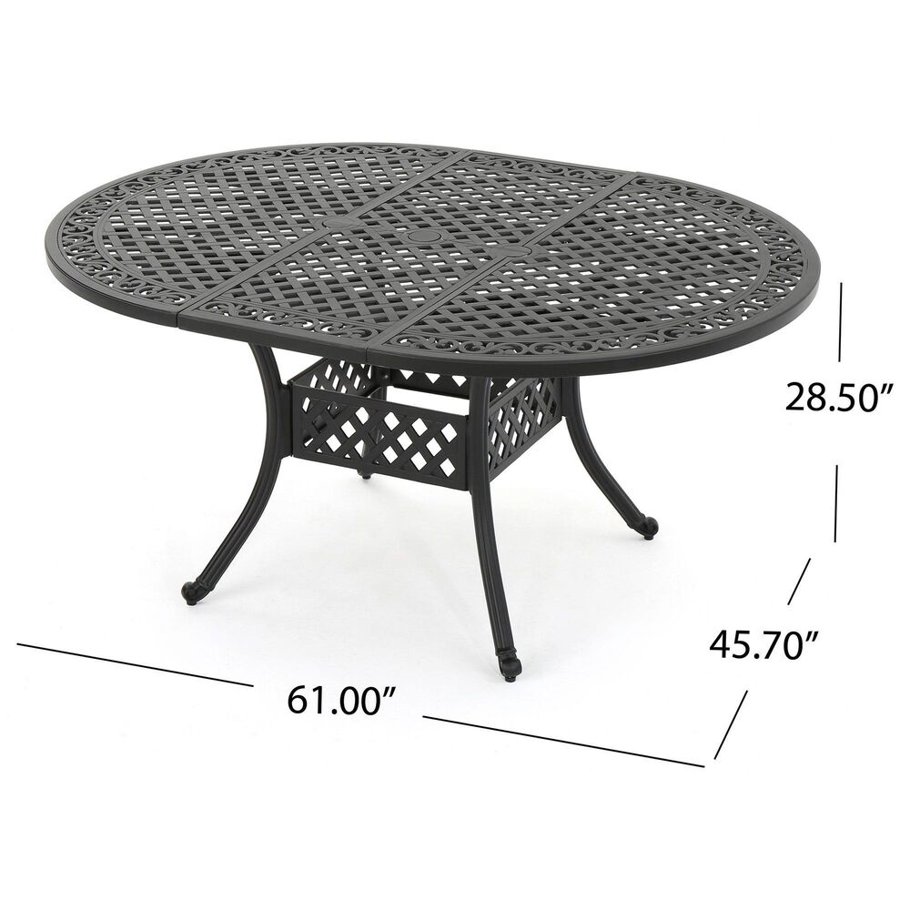 Noble House Carysfort 7-Piece Patio Dining Set in Antique Matte Black | NFM Noble House Carysfort 7-Piece Patio Dining Set in Antique Matte Black | NFM