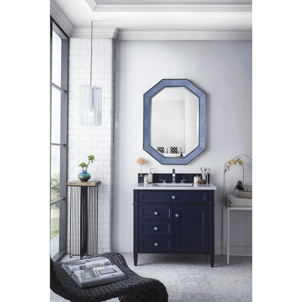 James Martin Brittany 36" Single Bathroom Vanity in Victory Blue with 3 ...