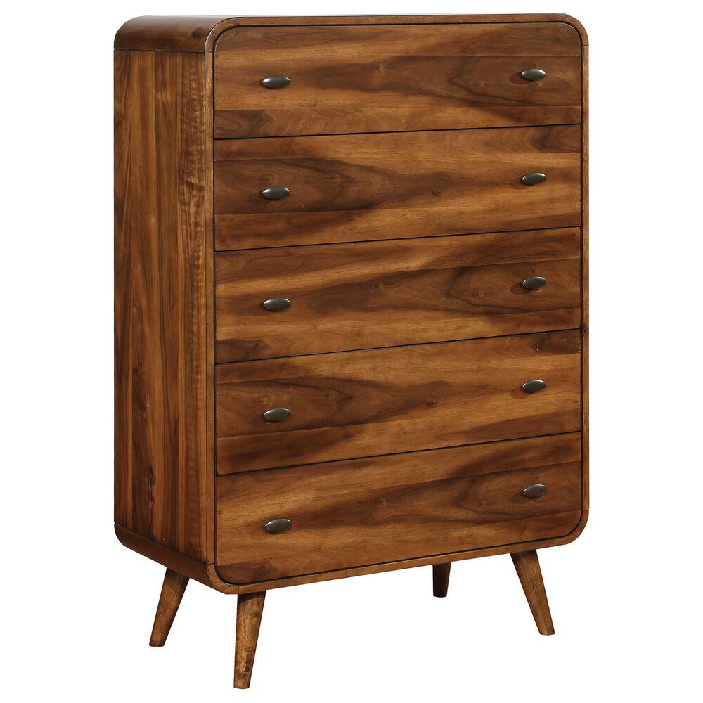 Pacific Landing Robyn 5 Drawer Chest in Dark Walnut | NFM
