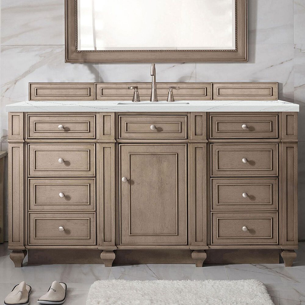 James Martin Bristol 60" Single Bathroom Vanity in Whitewashed Walnut ...