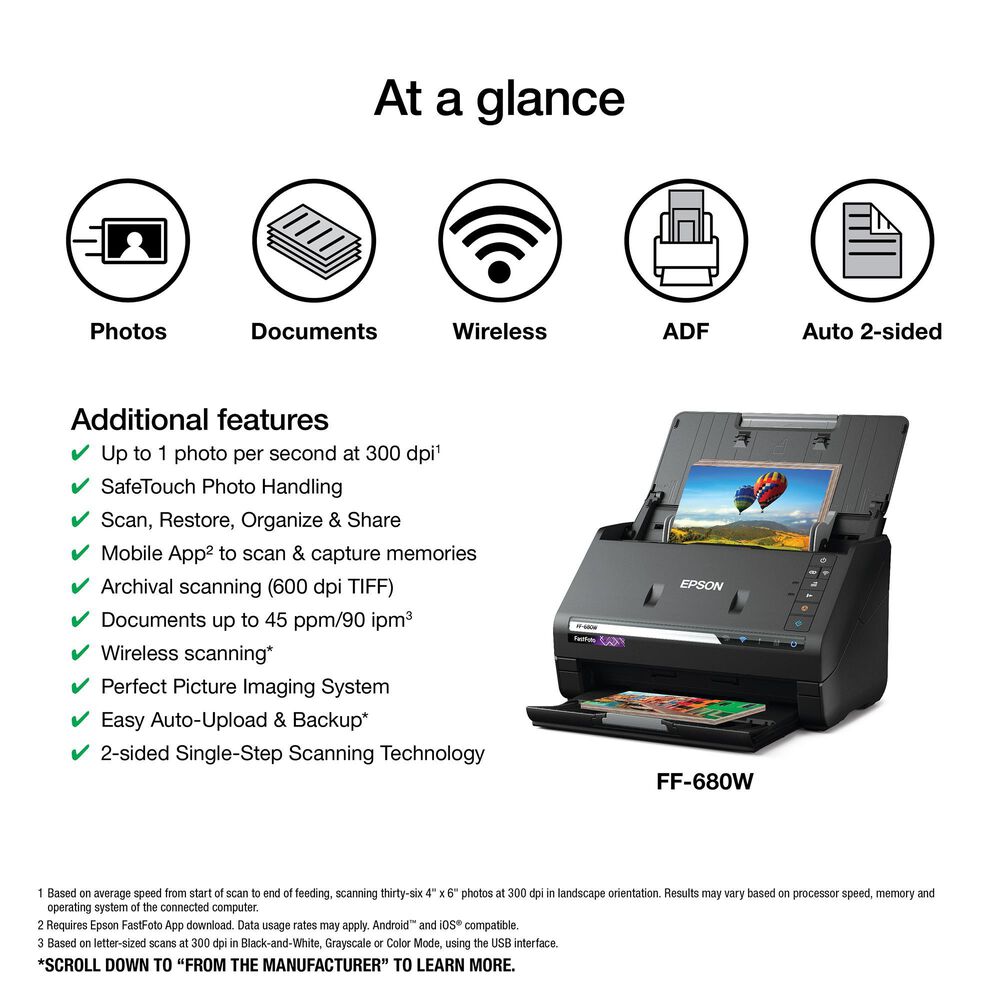 Epson FastFoto FF-680W Wireless Document Duplex Scanner | Nebraska ...