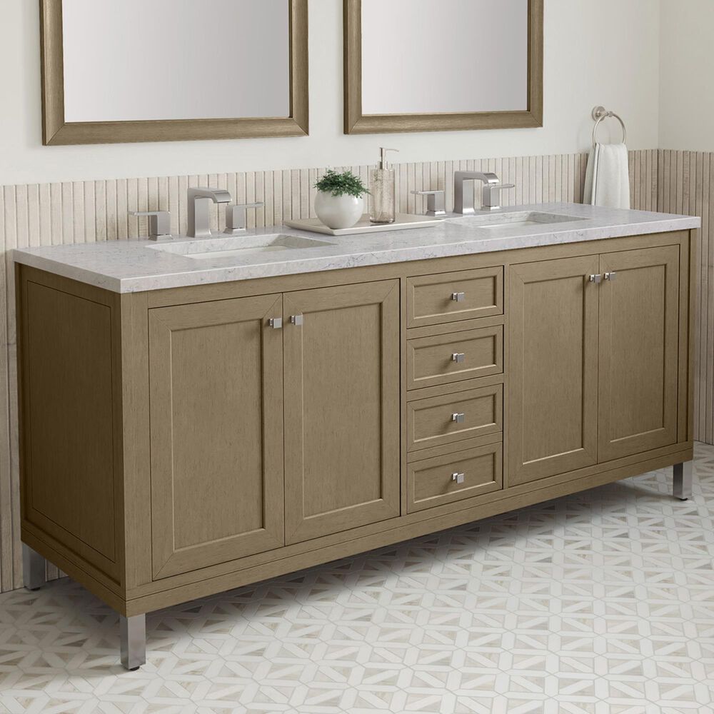 James Martin Vanities Chicago 72" Double Bathroom Vanity in Walnut ...