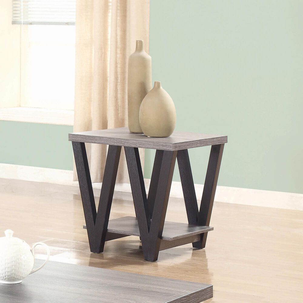 Pacific Landing Higgins V-Shaped End Table in Black and Antique Grey ...