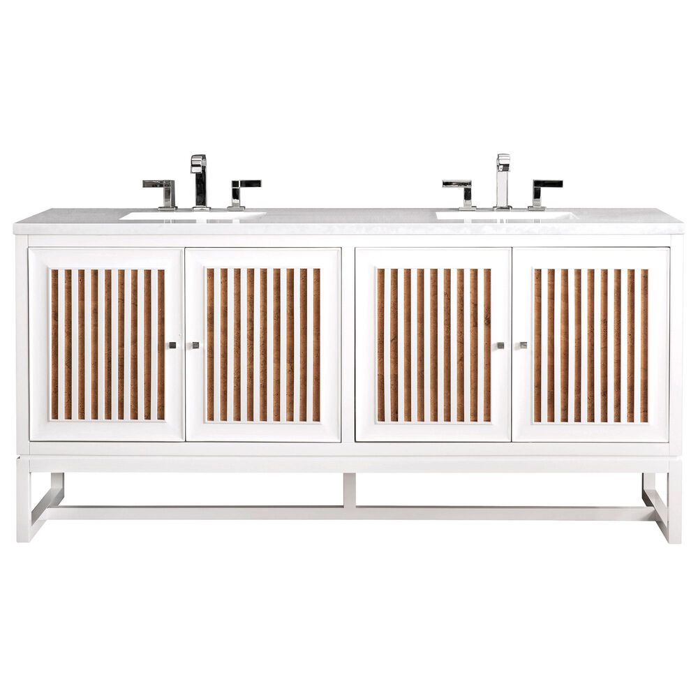 James Martin Vanities Athens 72" Double Bathroom Vanity in Glossy White ...