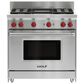 Wolf 36" Professional Gas Range with 4 Burners with Charbroiler ...
