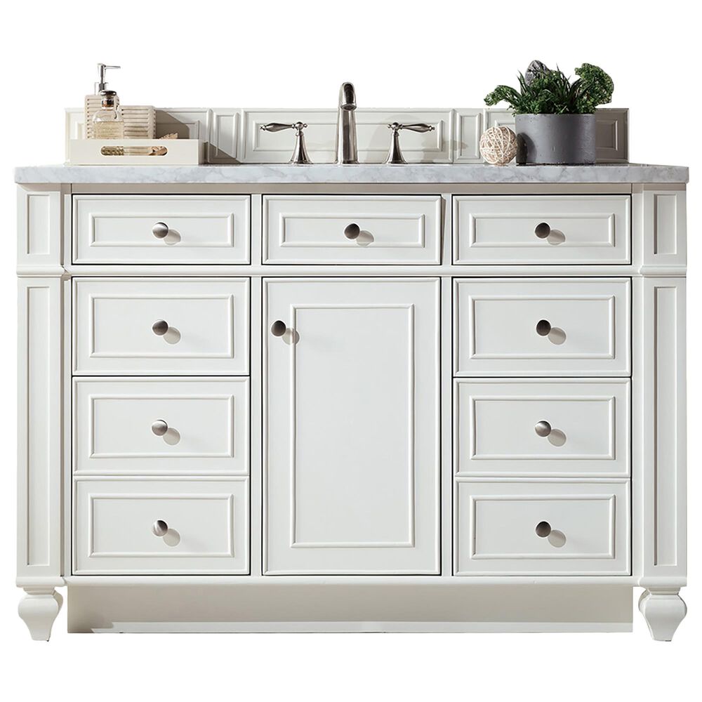 James Martin Bristol 48" Single Bathroom Vanity in Bright White with 3 ...