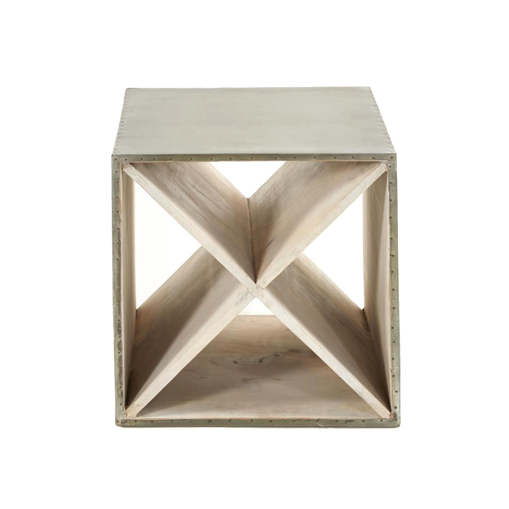 Nest Home Collections Farmhouse Accent Table in Galvanized Metal