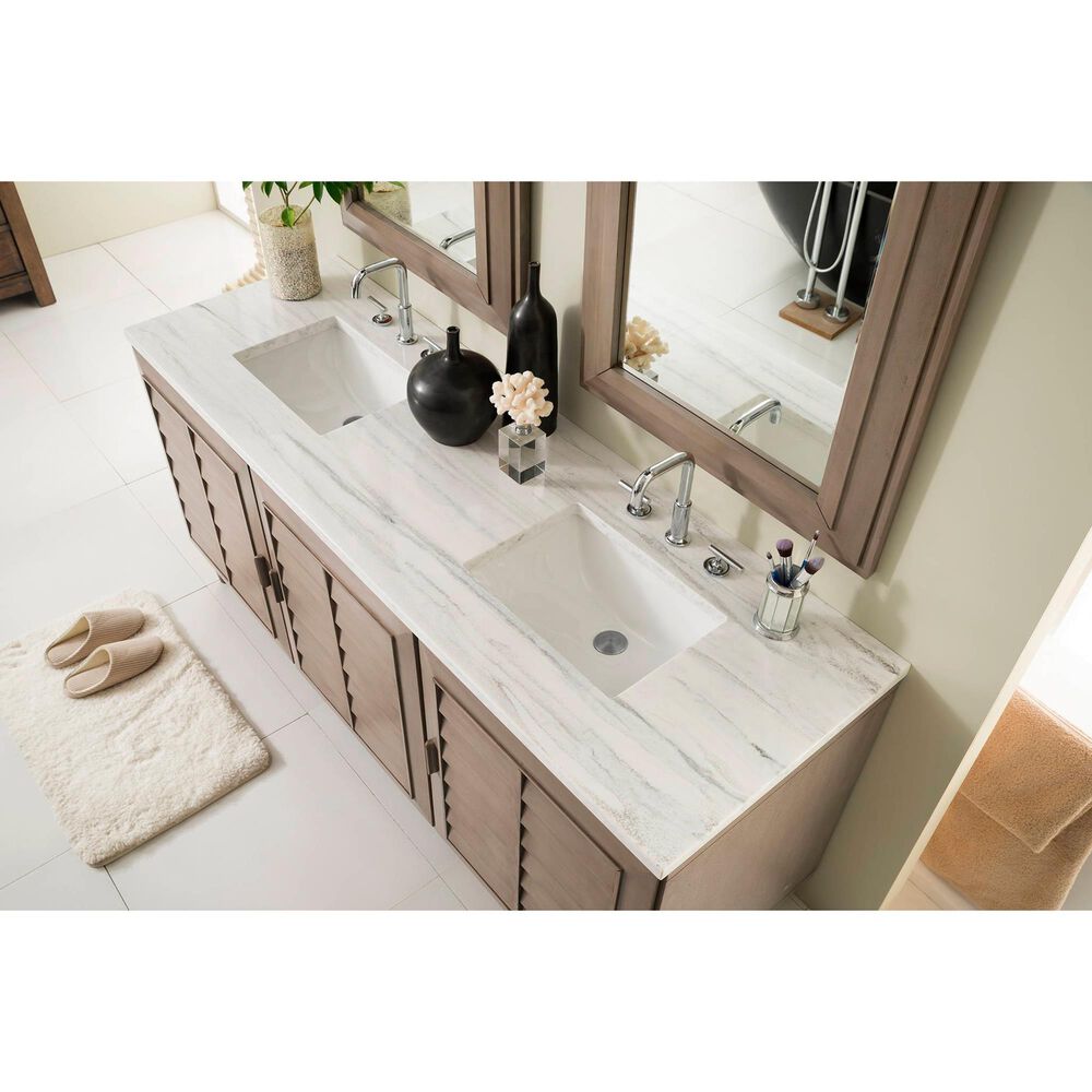 James Martin Portland 72" Double Bathroom Vanity in Whitewashed Walnut ...