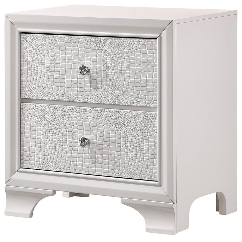 Crown Mark Lyssa King Bed with Two Nightstands in White