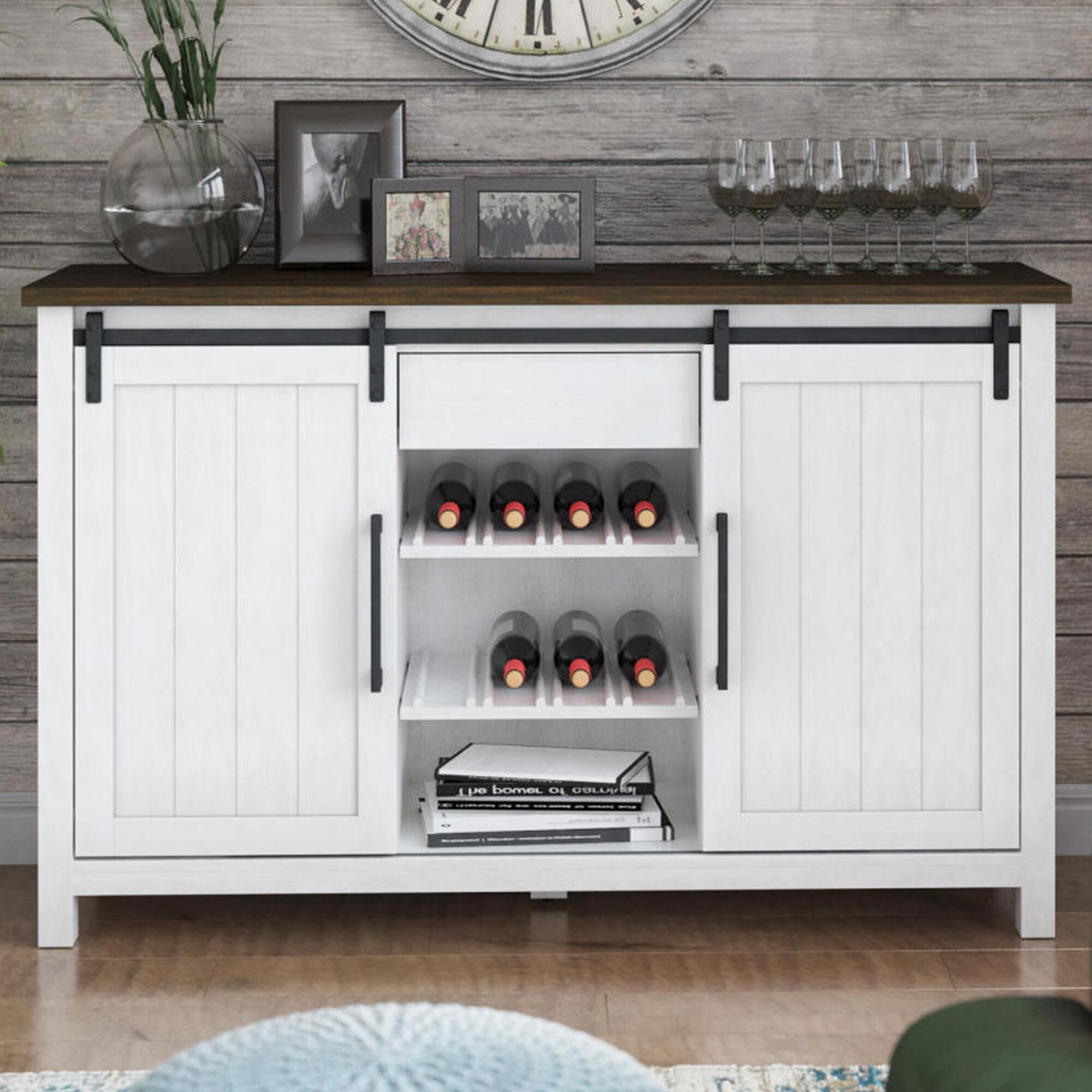 White sideboard with wine rack store