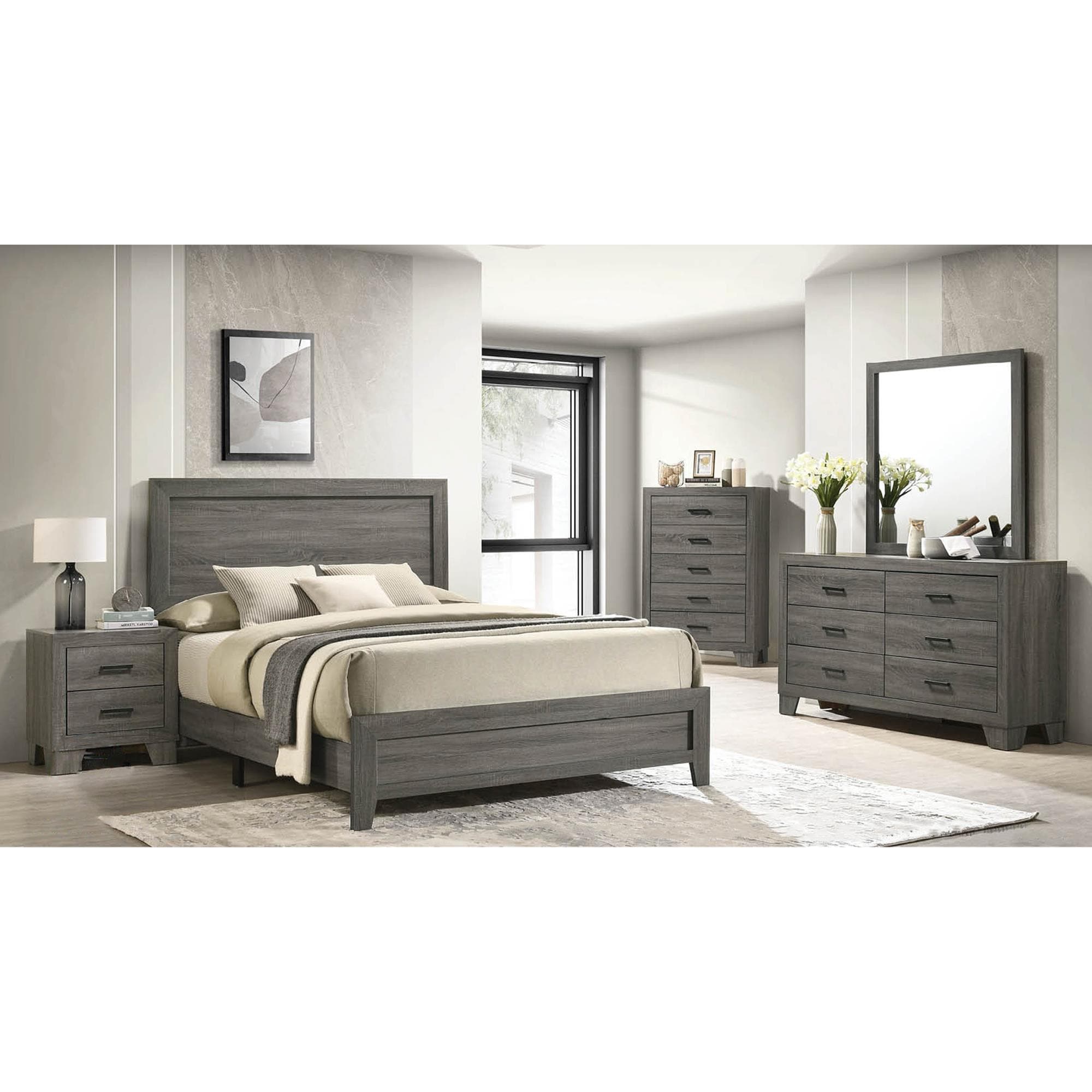 Titanic Furniture Durham Queen Panel Bed in Gray
