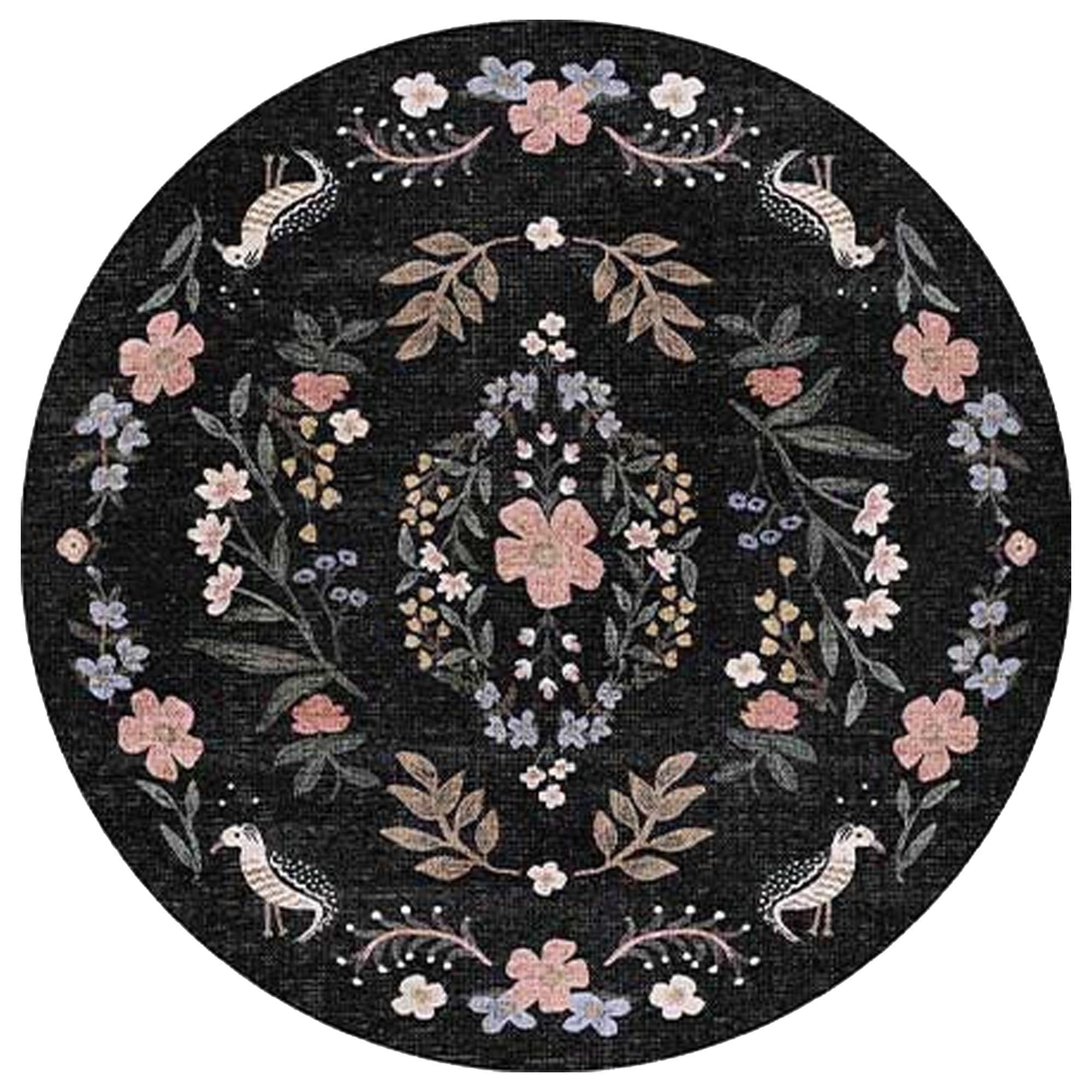 Rifle Paper Co. x Loloi Maison Tuileries 3' Round Black Area Rug
