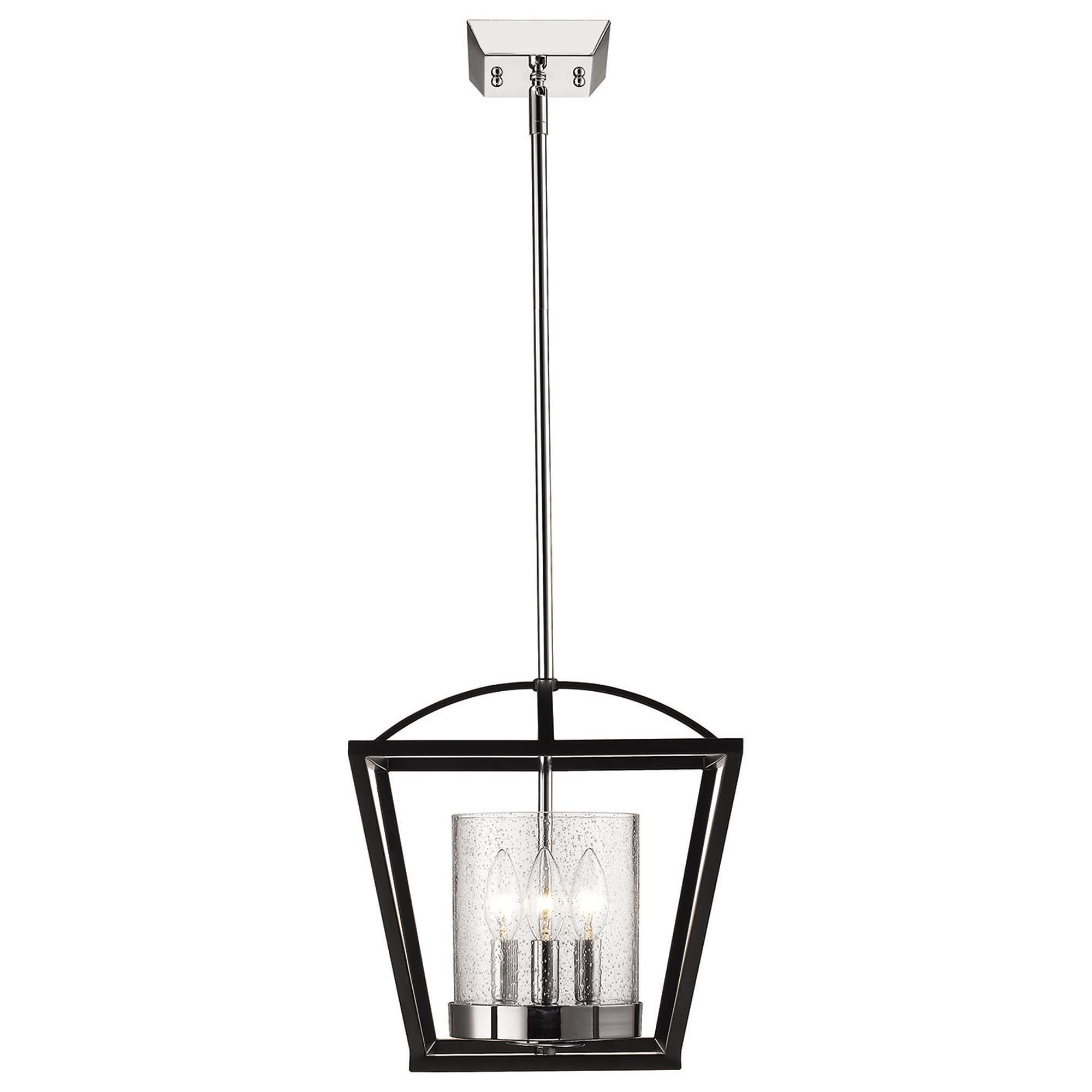 Golden Lighting Mercer 3-Light Mini Chandelier in Matte Black and Chrome