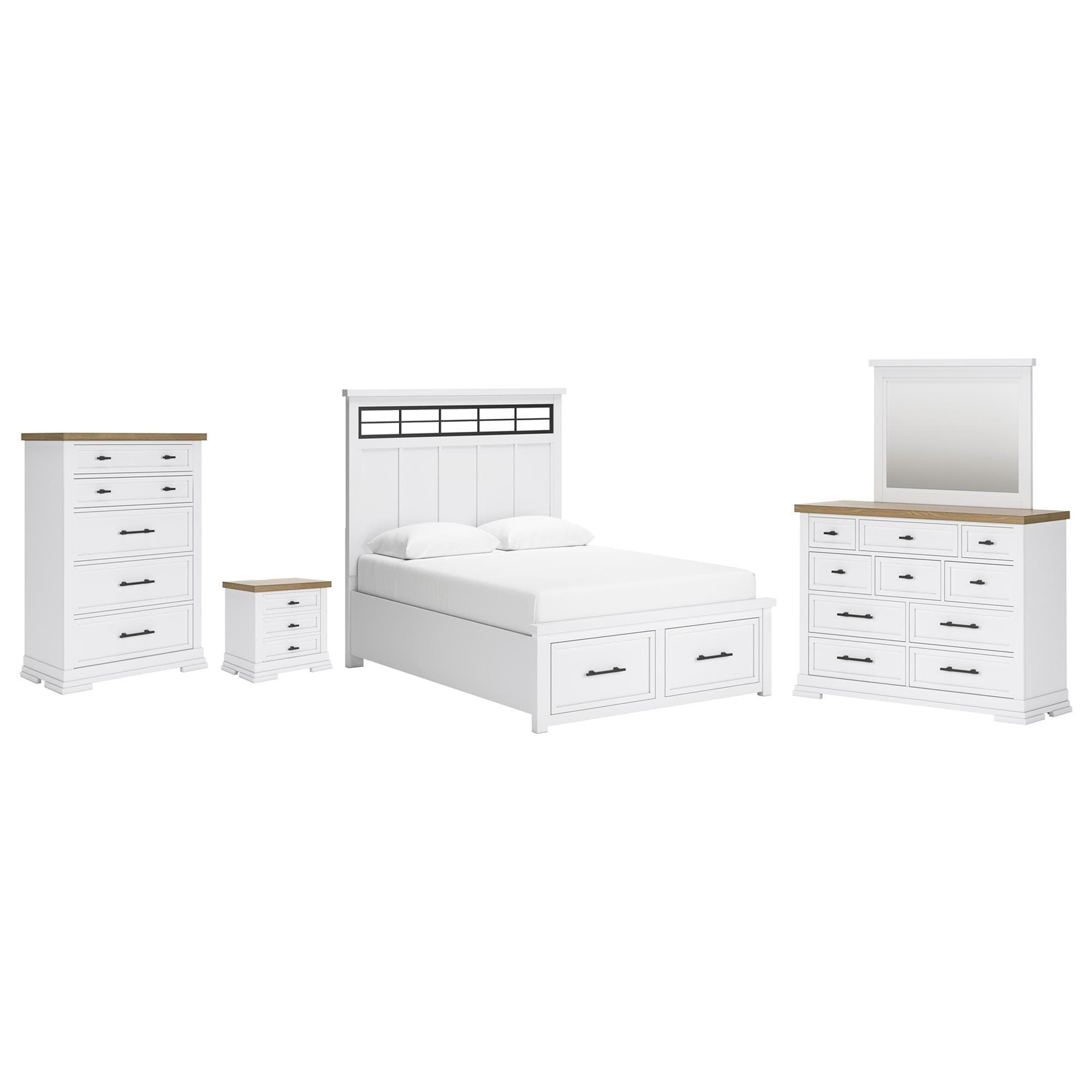 Ashley 5-Piece Queen Bedroom Set in White and Natural