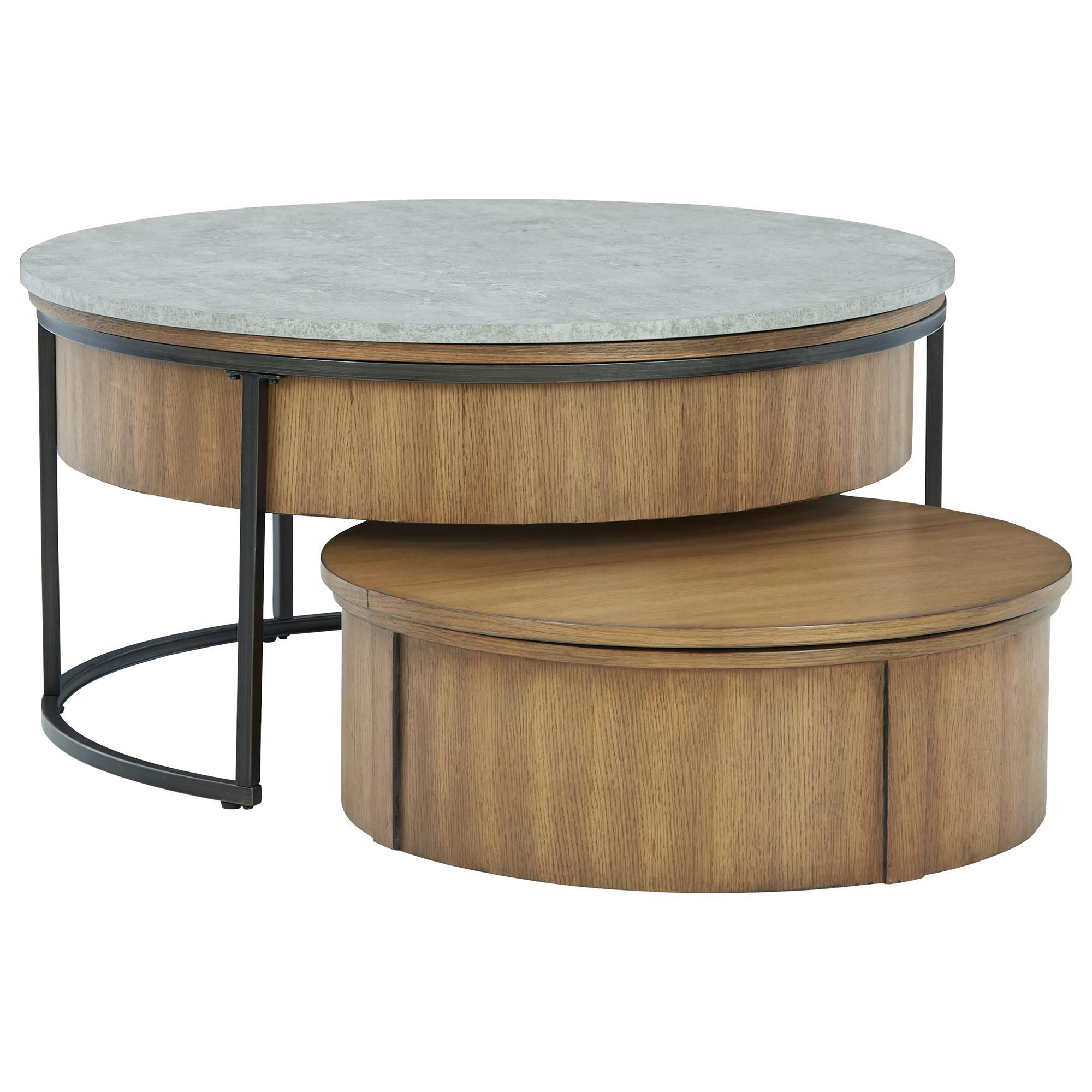 Ashley Fridley 2-Piece Nesting Coffee Table Set in Natural, Gray and Black