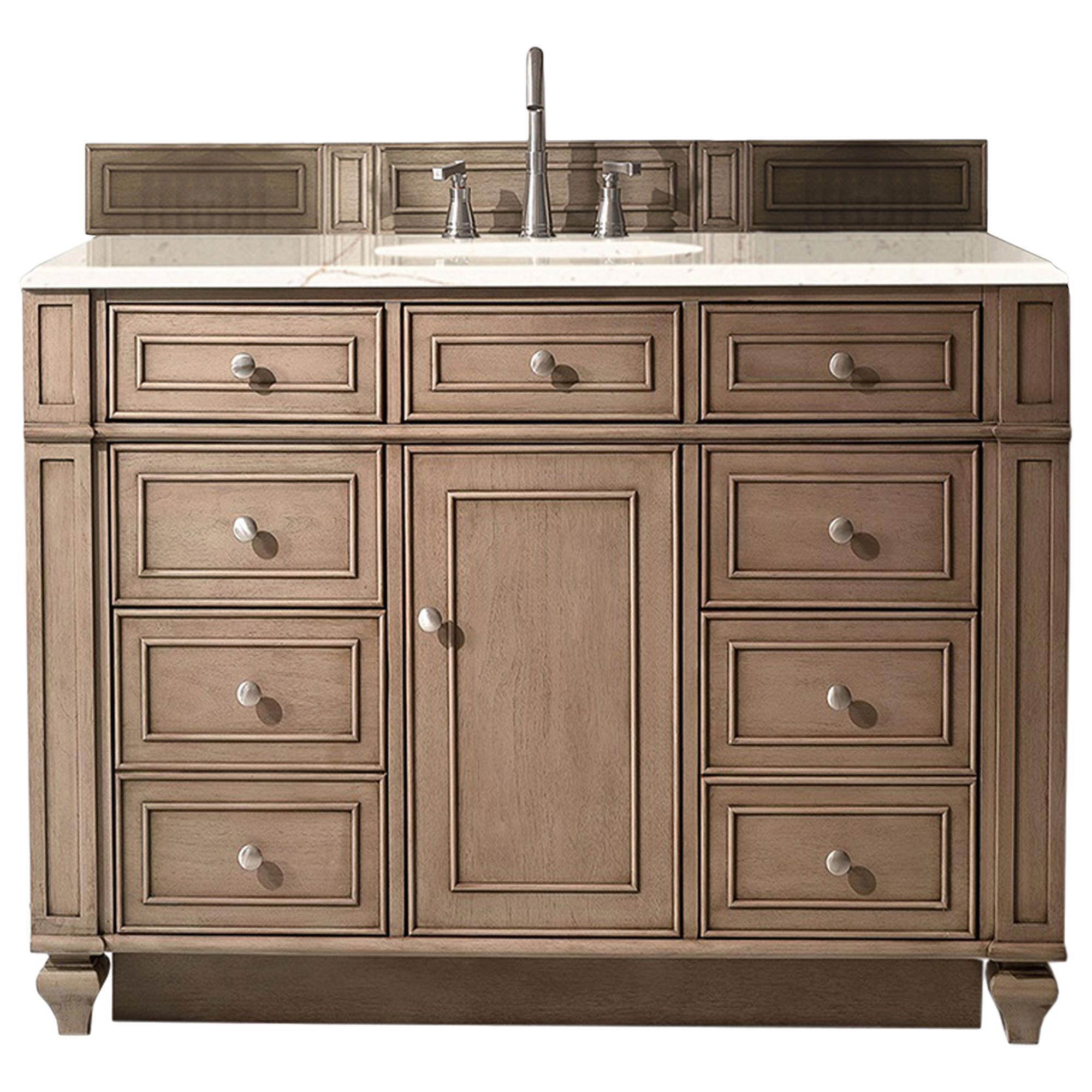 James Martin Vanities Bristol 48" Single Bathroom Vanity in Whitewashed Walnut with 3 cm Eternal ...