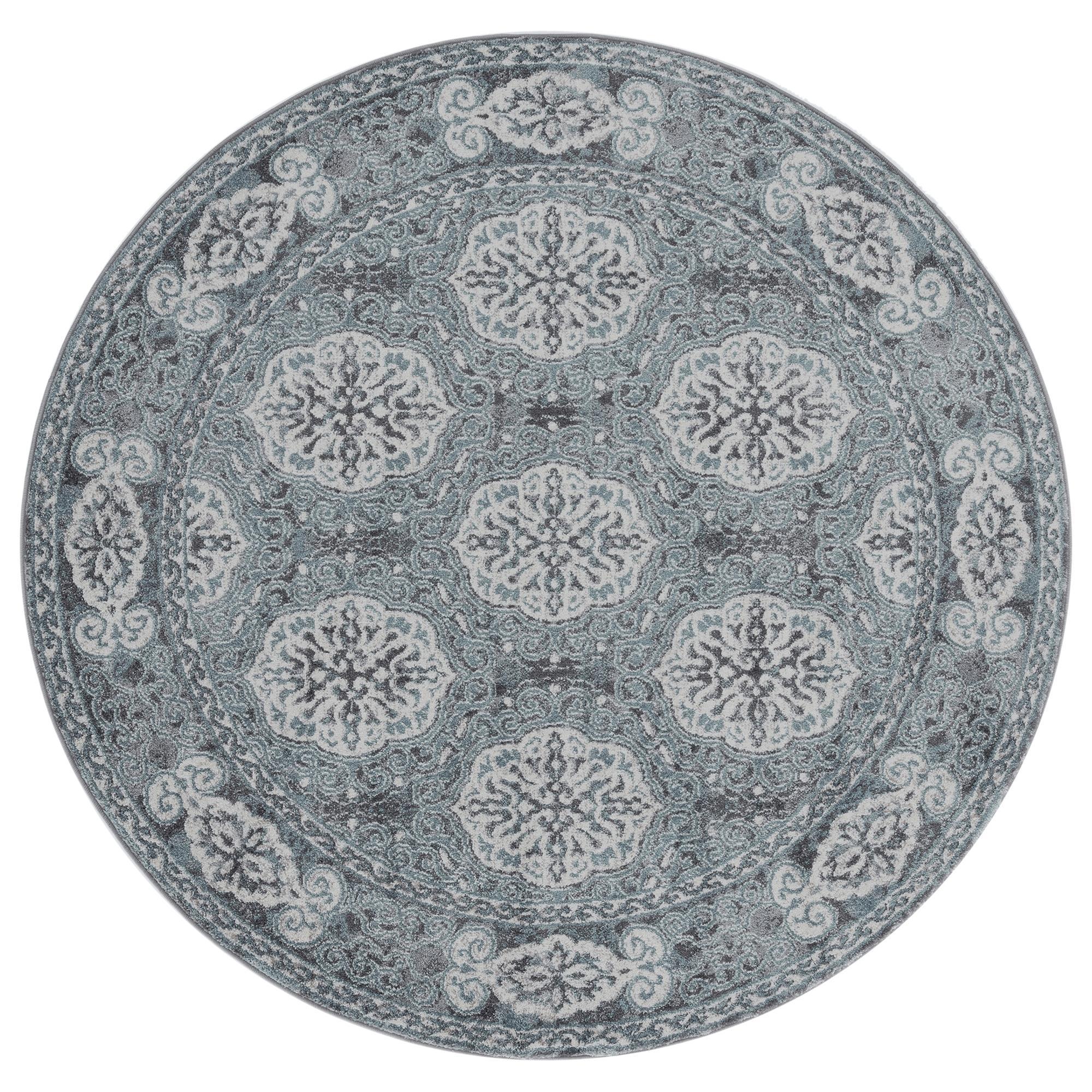 Amer Rugs Alexandria 6'7" Round Steel Blue Area Rug | Shop NFM