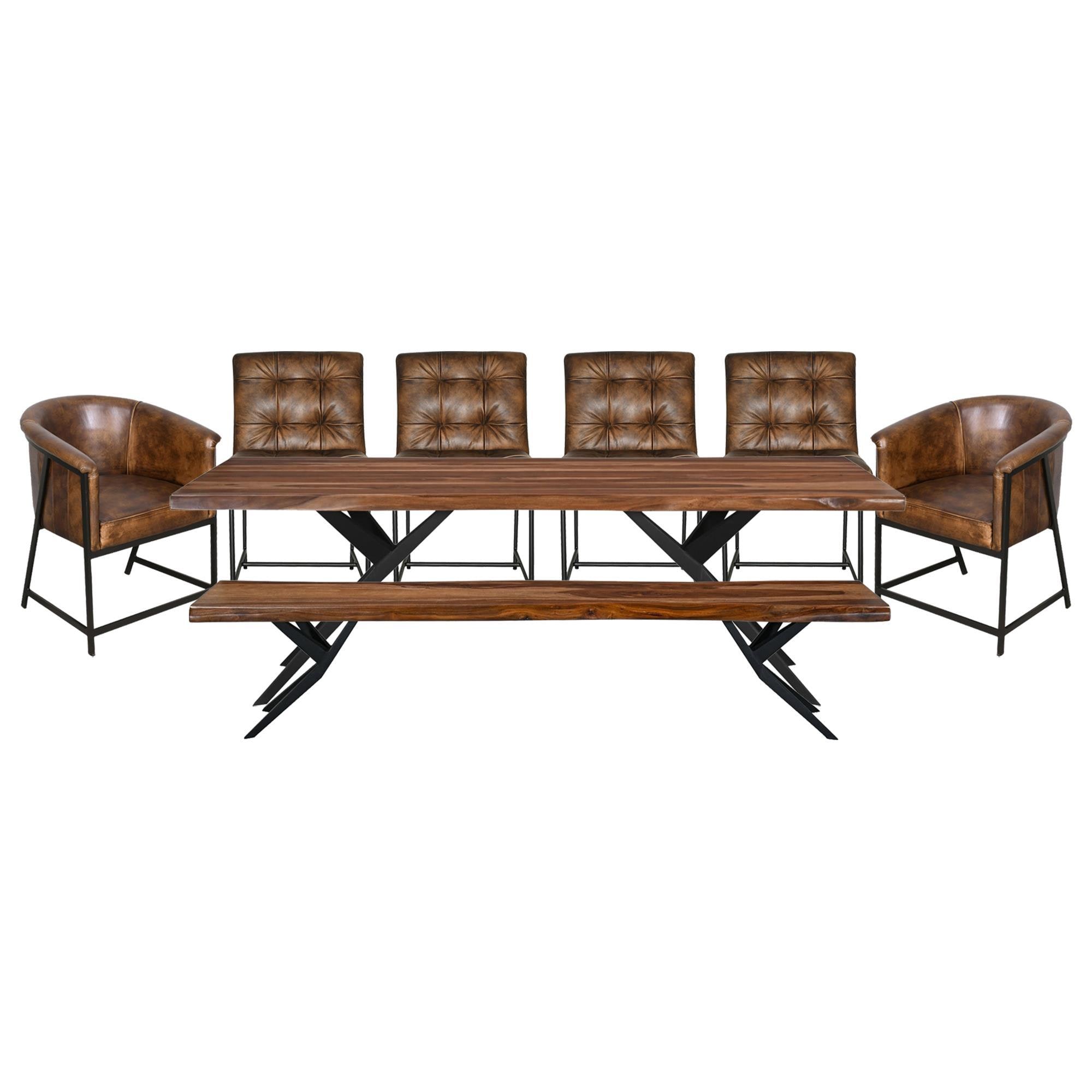 Home Trends & Design Austin Loft/Essex 8-Piece Dining Set in Brown