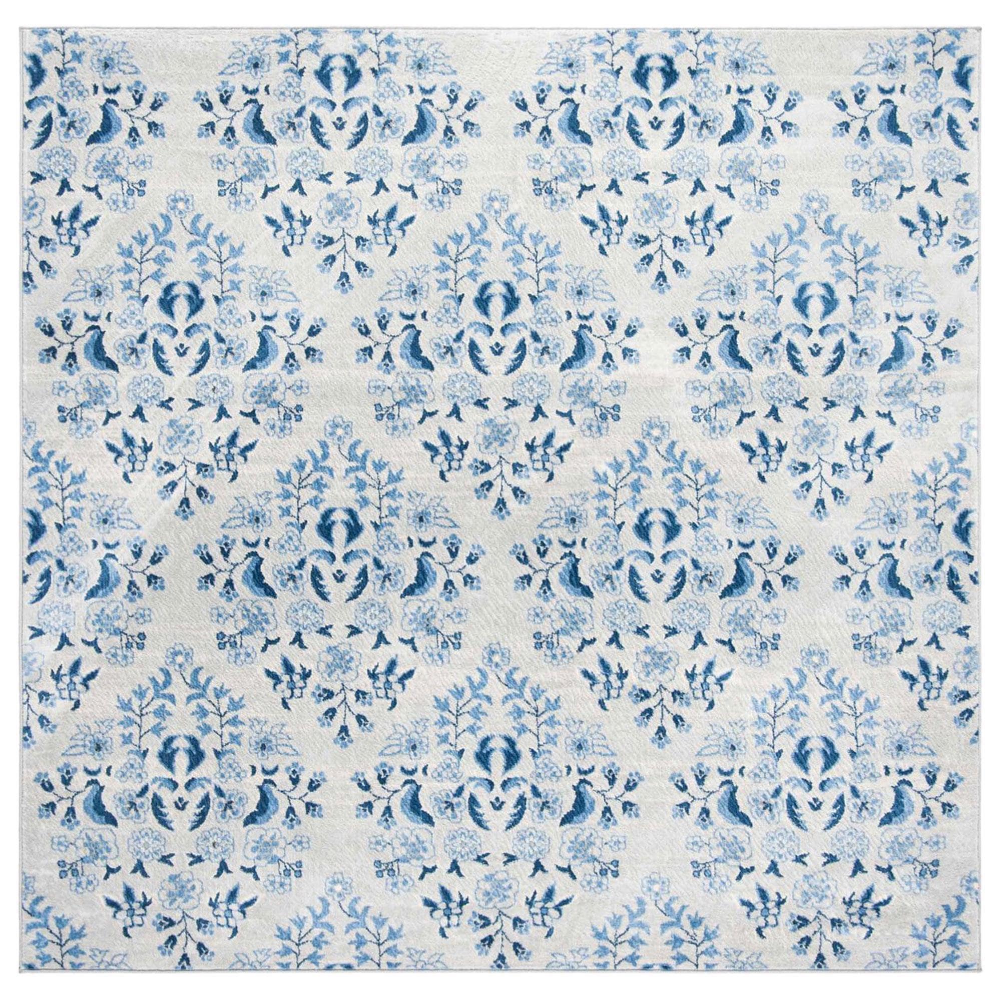 Safavieh Martha Stewart Damask 6'7" Square Cream and Blue Area Rug