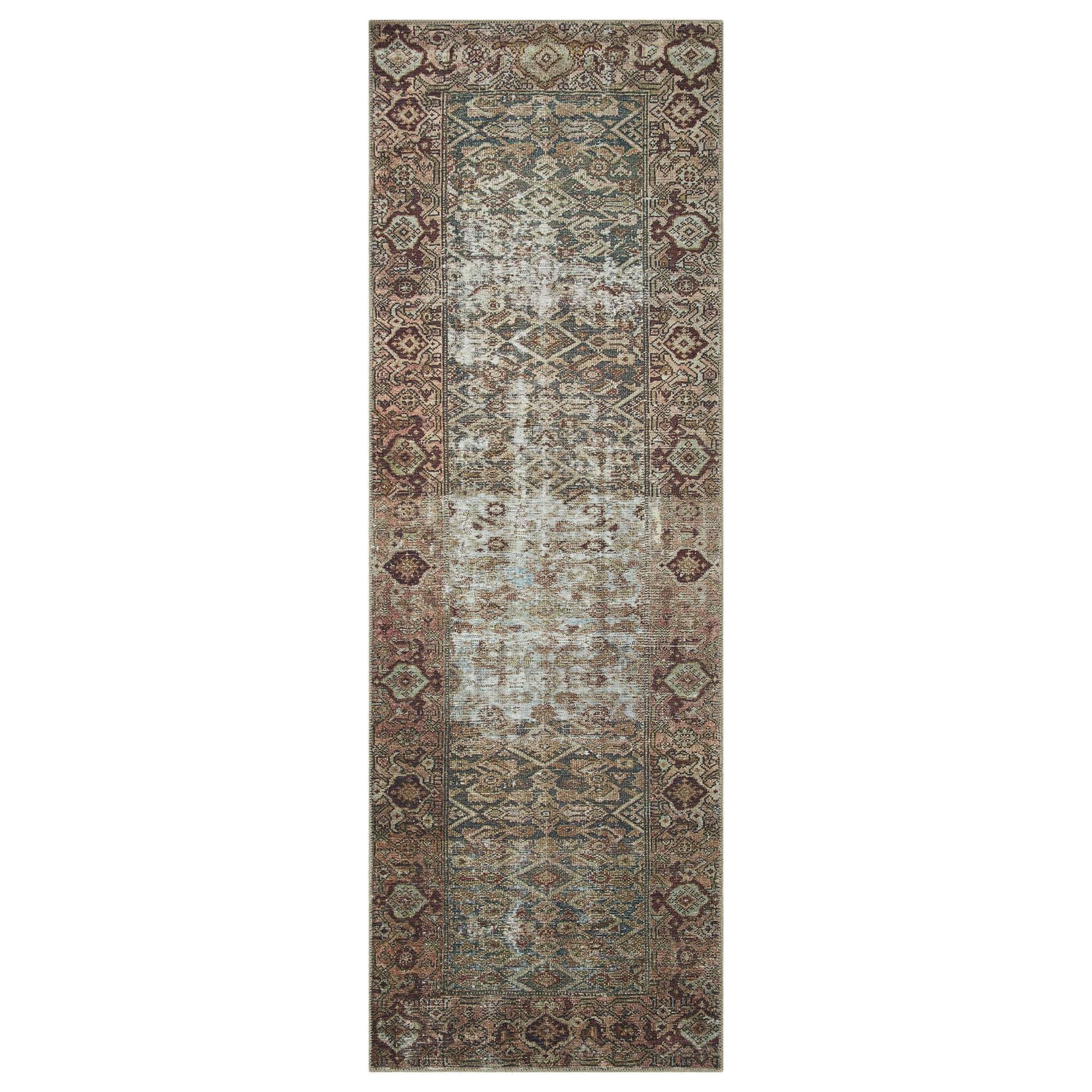 Amber Lewis x Loloi Georgie 2'6" x 9'6" Moss and Salmon Runner