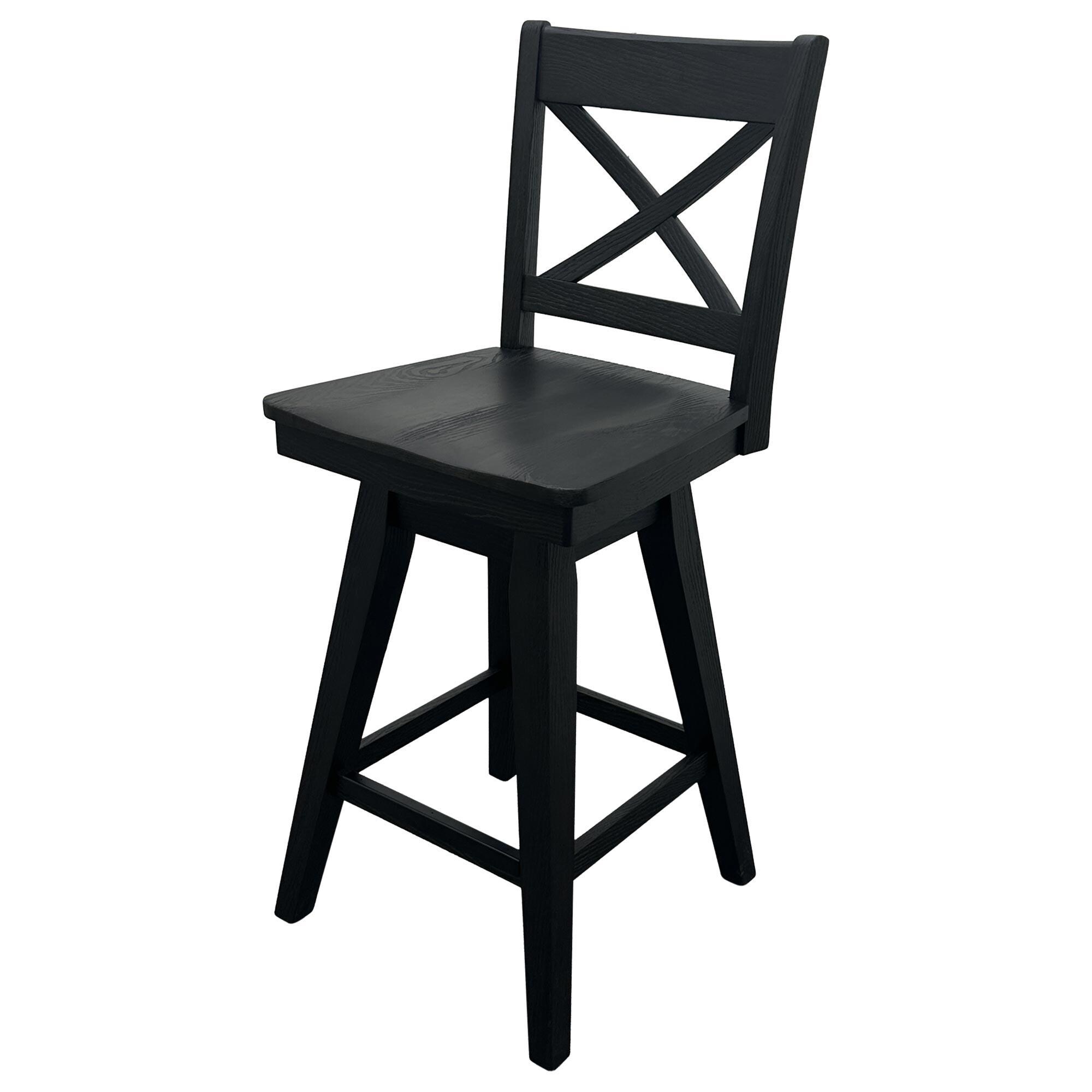 Hawthorne Furniture Solid Wood X Back Counter Stool in Black