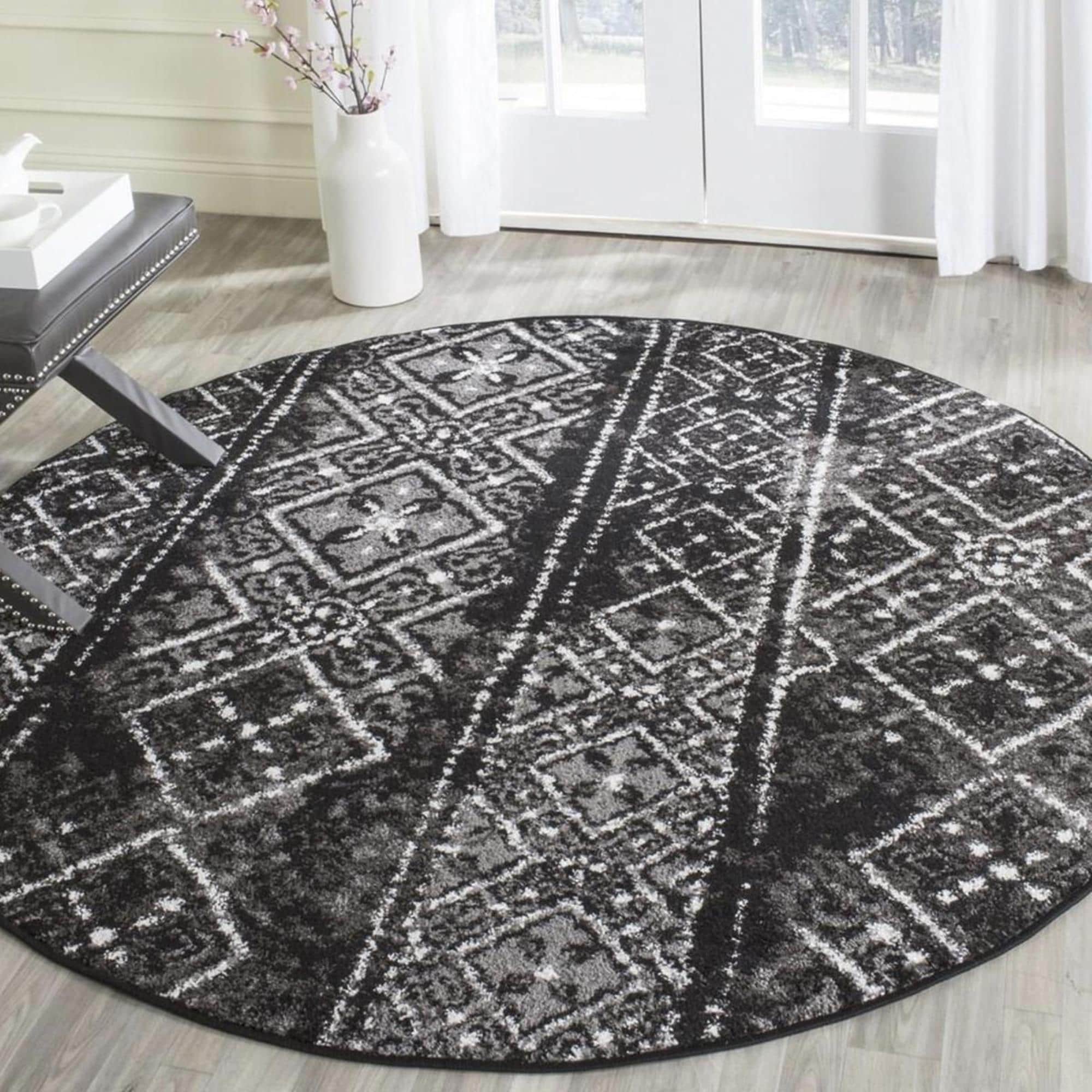 Safavieh Adirondack ADR111C 4' Round Black and Silver Area Rug