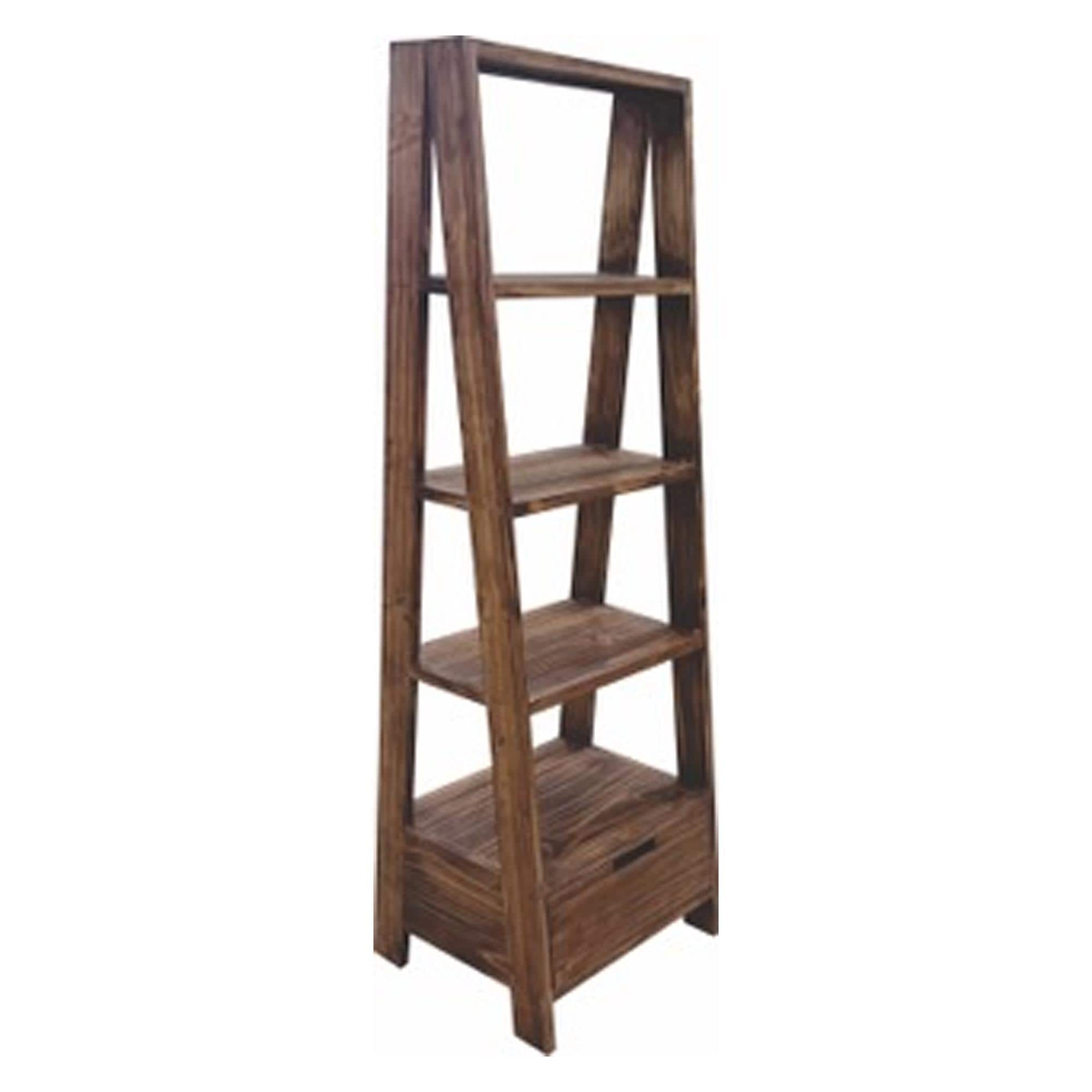 Santa Fe Rustic Vertical Ladder Bookcase in Holland Wax