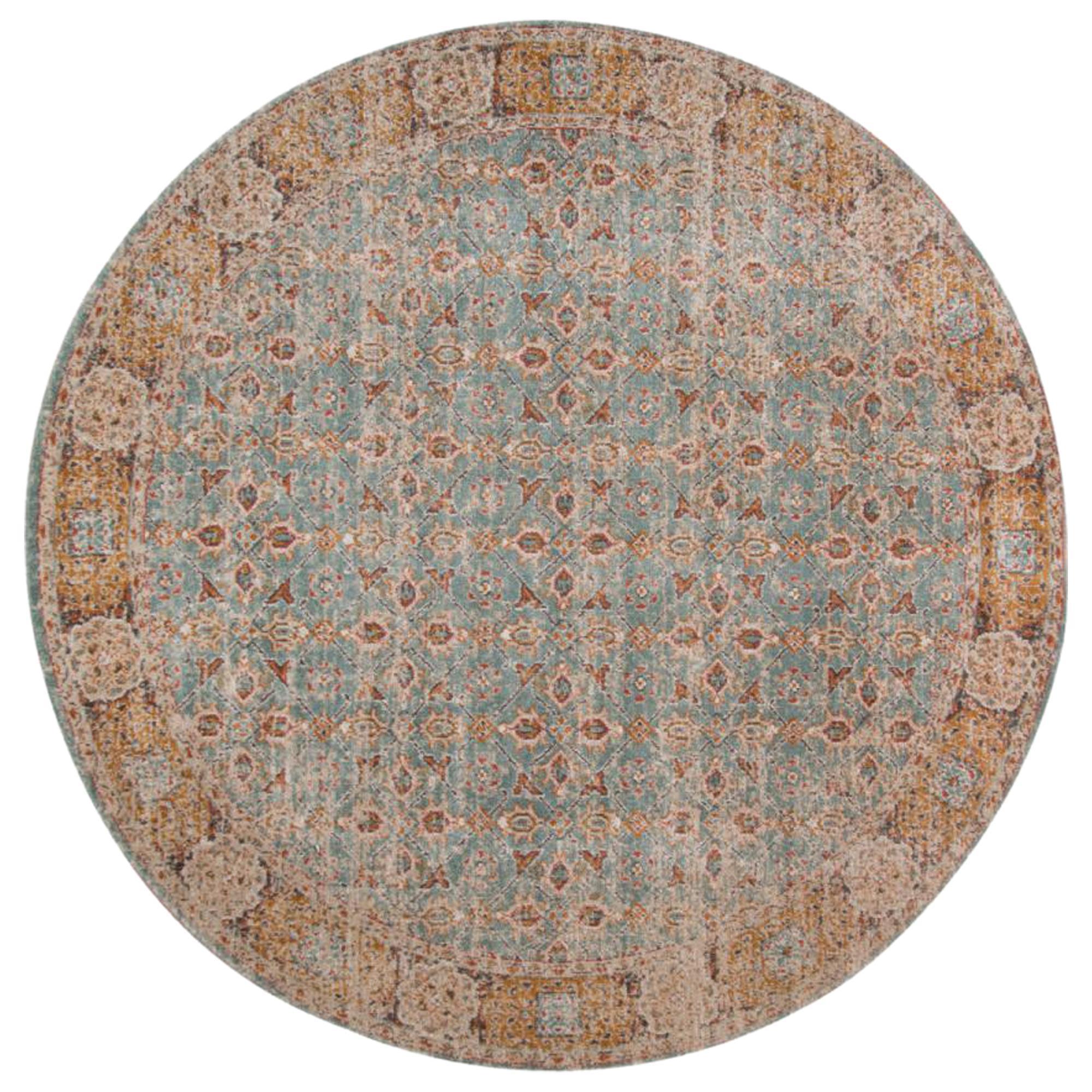 Amer Rugs Eternal 6'7" Round Teal and Gold Area Rug