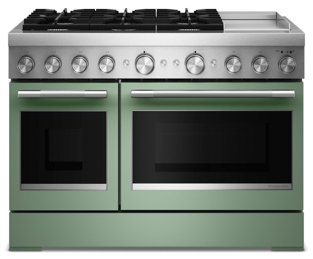 KitchenAid 48" Dual Fuel Freestanding Range with Griddle in Cardamom