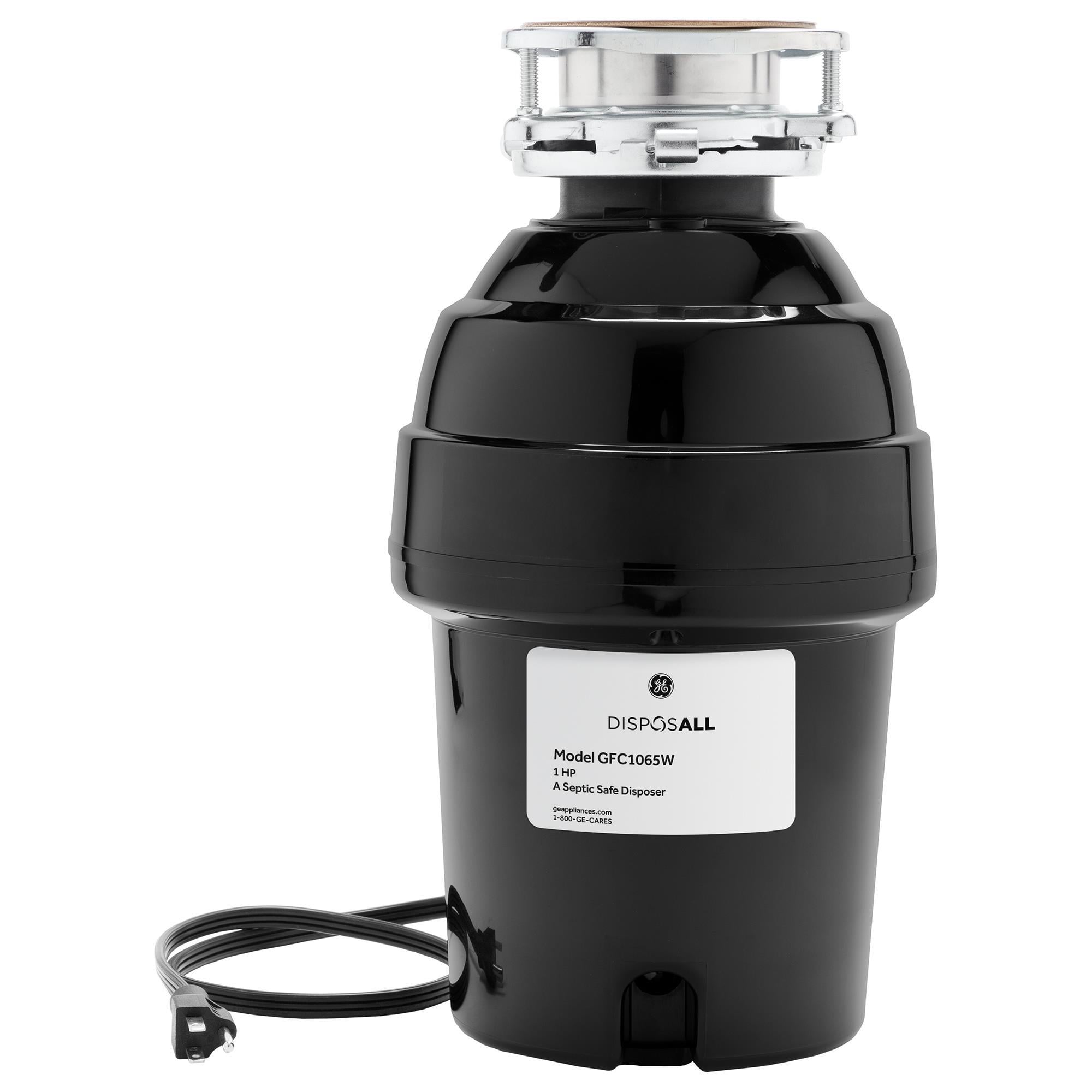GE Appliances 1 HP Continuous Feed Corded Garbage Disposal in Black