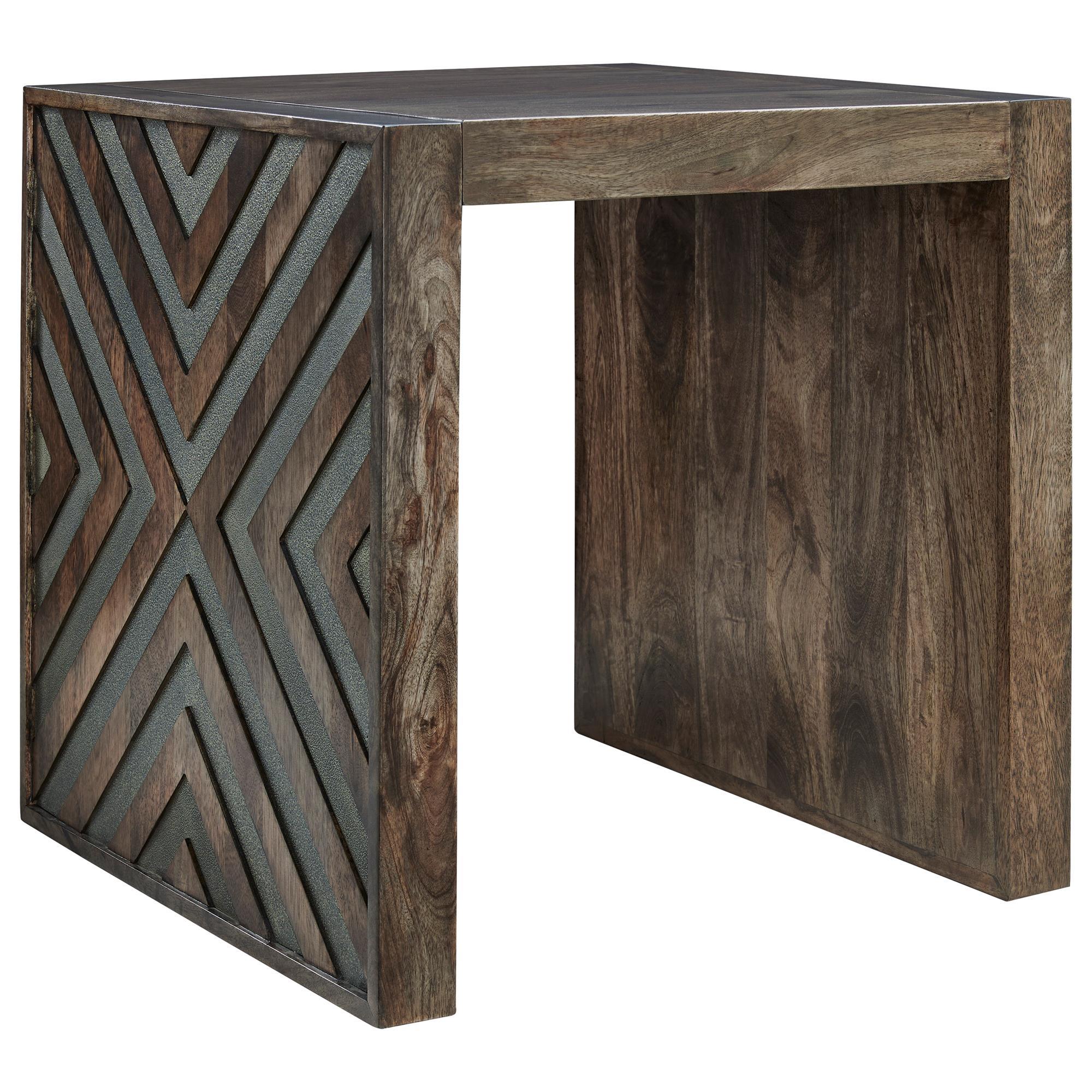 Ashley Dreggan Square End Table in Warm Walnut