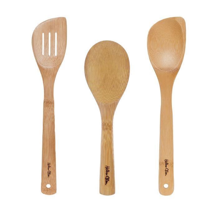 Helen's Asian Kitchen 3-Piece Bamboo Stir Fry Tools Set in Brown