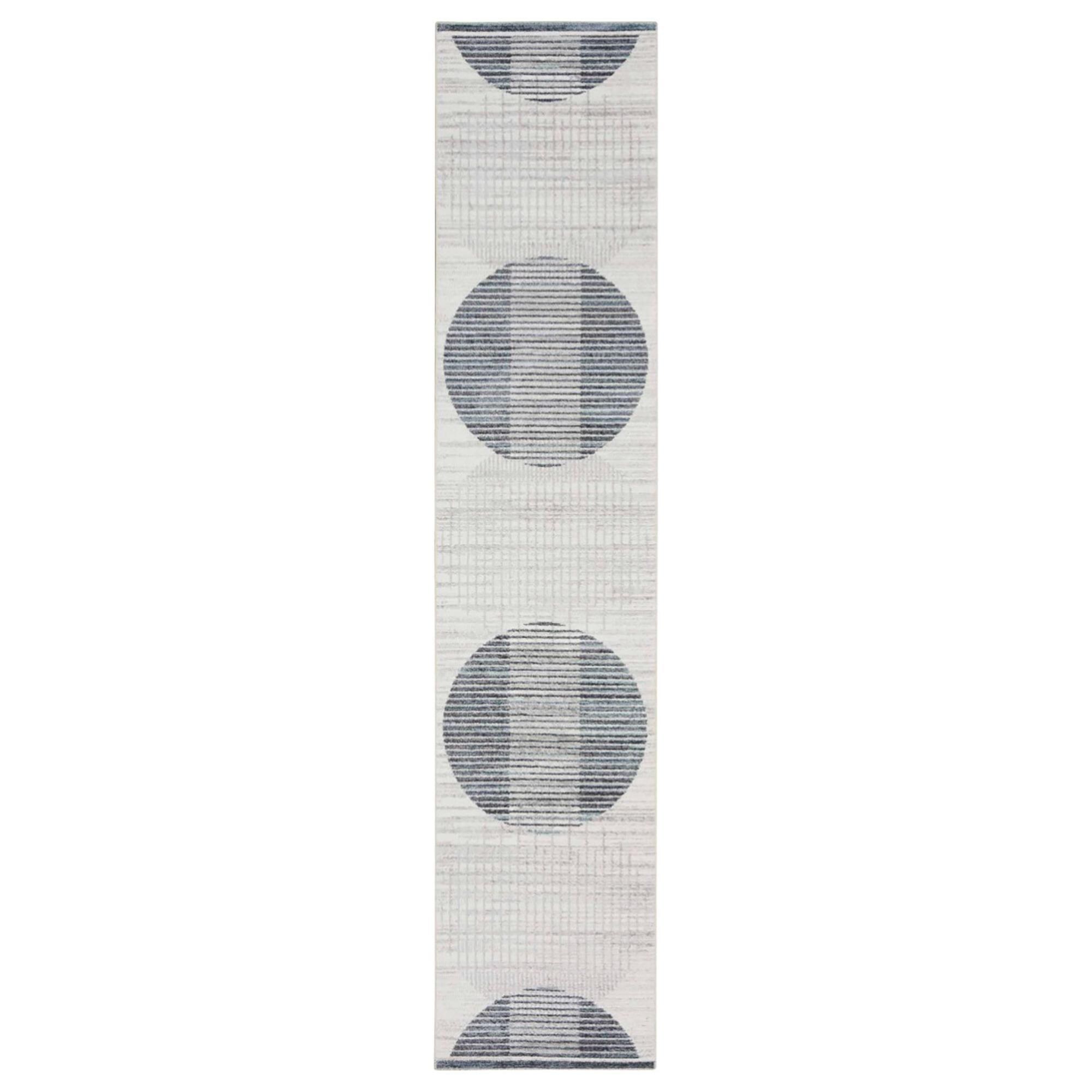 Nourison Astra Machine Washable ASW03 2'2" x 10' Ivory and Blue Runner ...