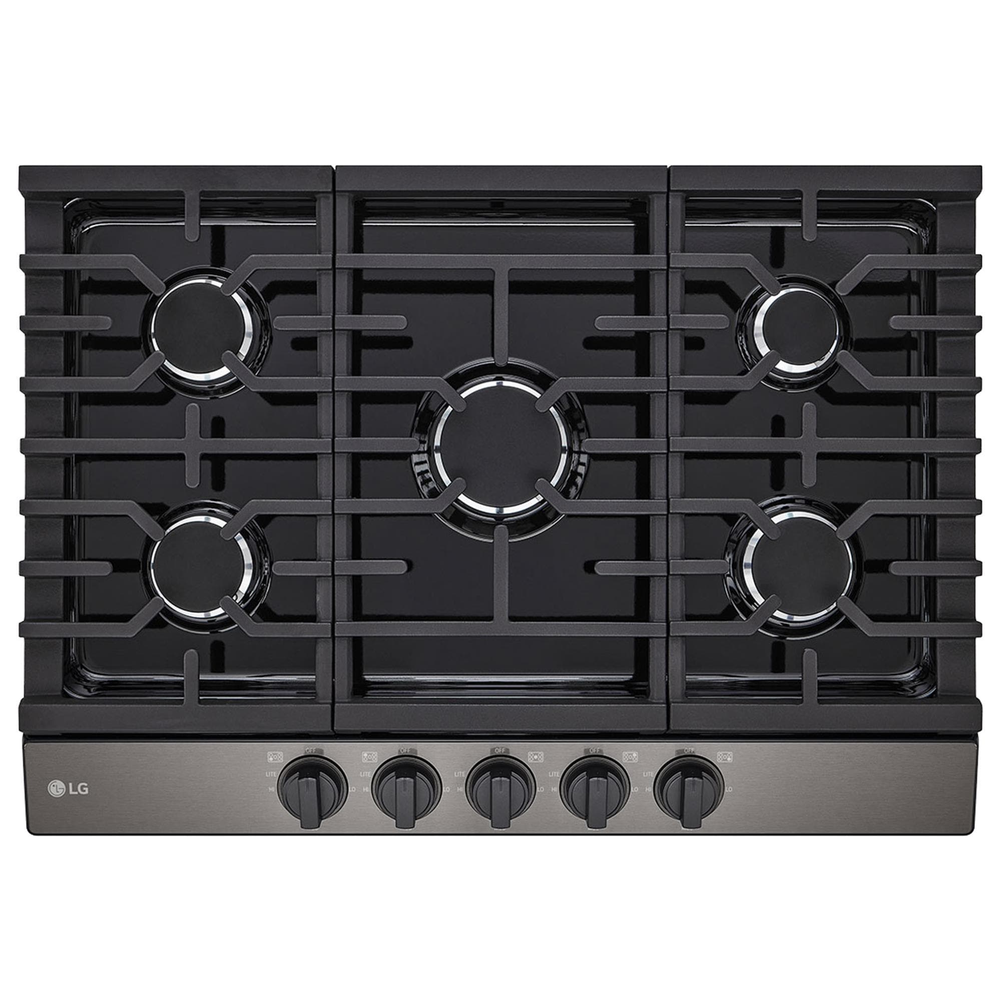 LG 30" Gas Cooktop with 5 Sealed Burners In Black Stainless Steel