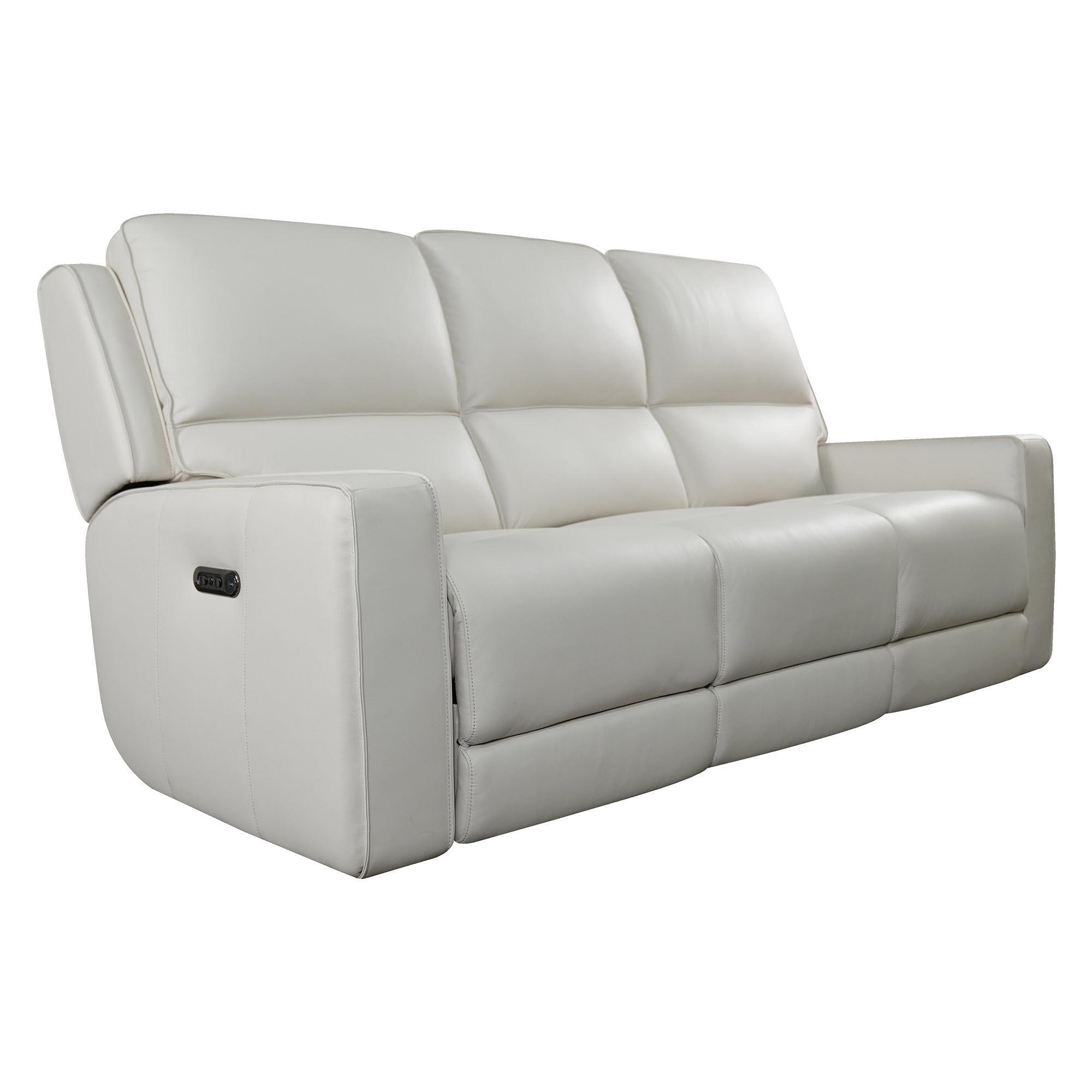 Bassett Raymond Leather Power Reclining Sofa in Vanilla