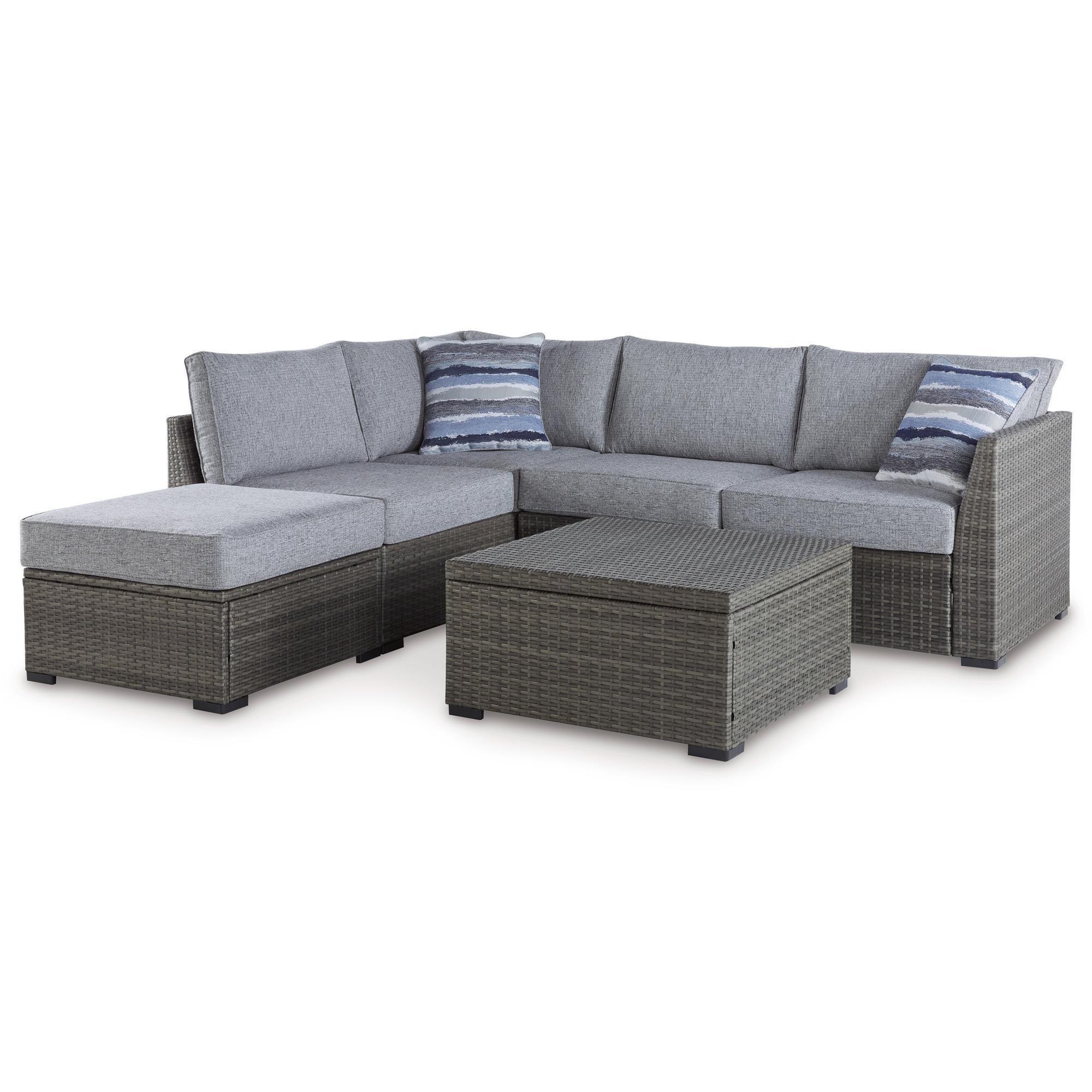 Ashley Petal Road 4-Piece Patio Sectional Set in Gray
