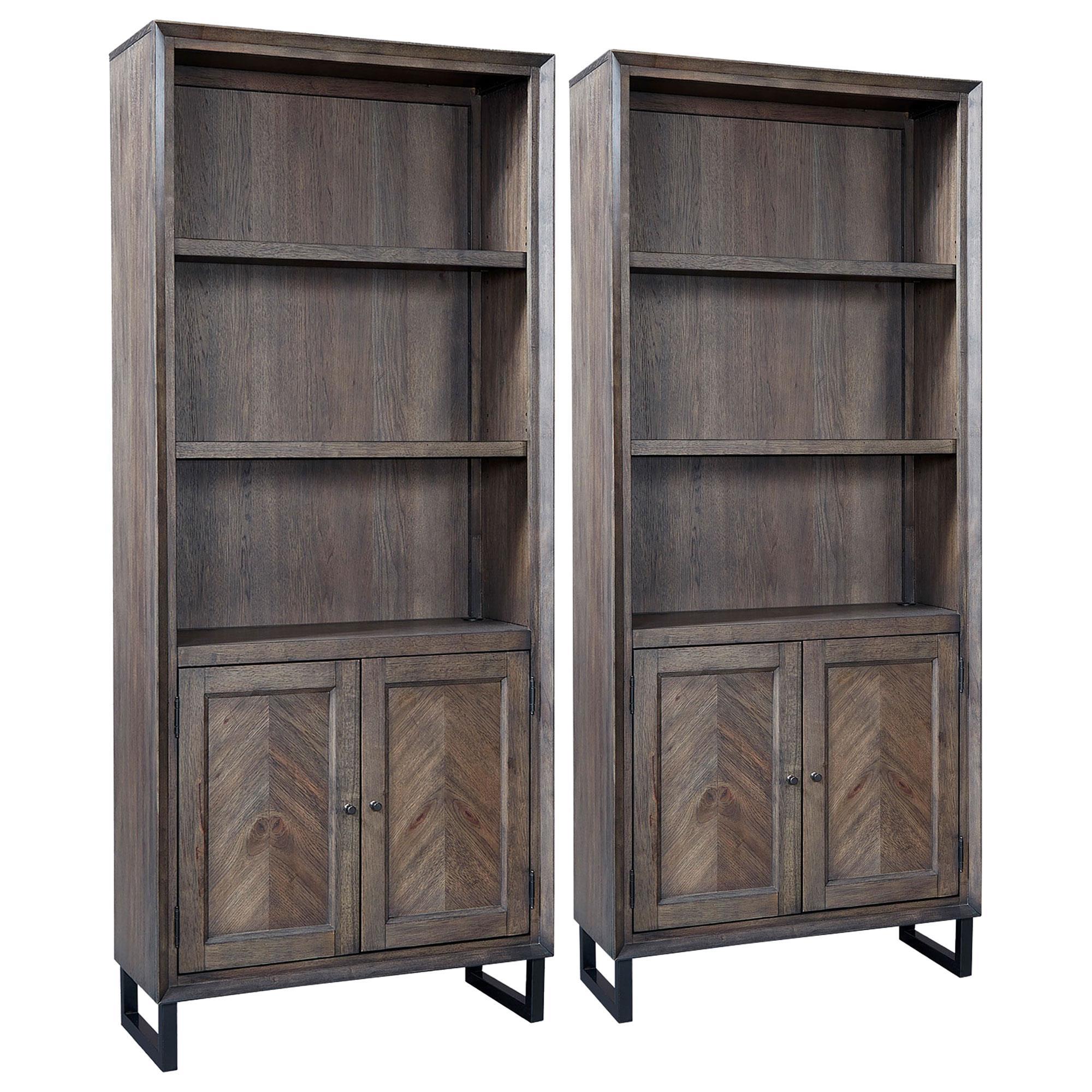 Riva Ridge Harper Point 76" 2-Door Bookcase in Fossil (Set of 2)