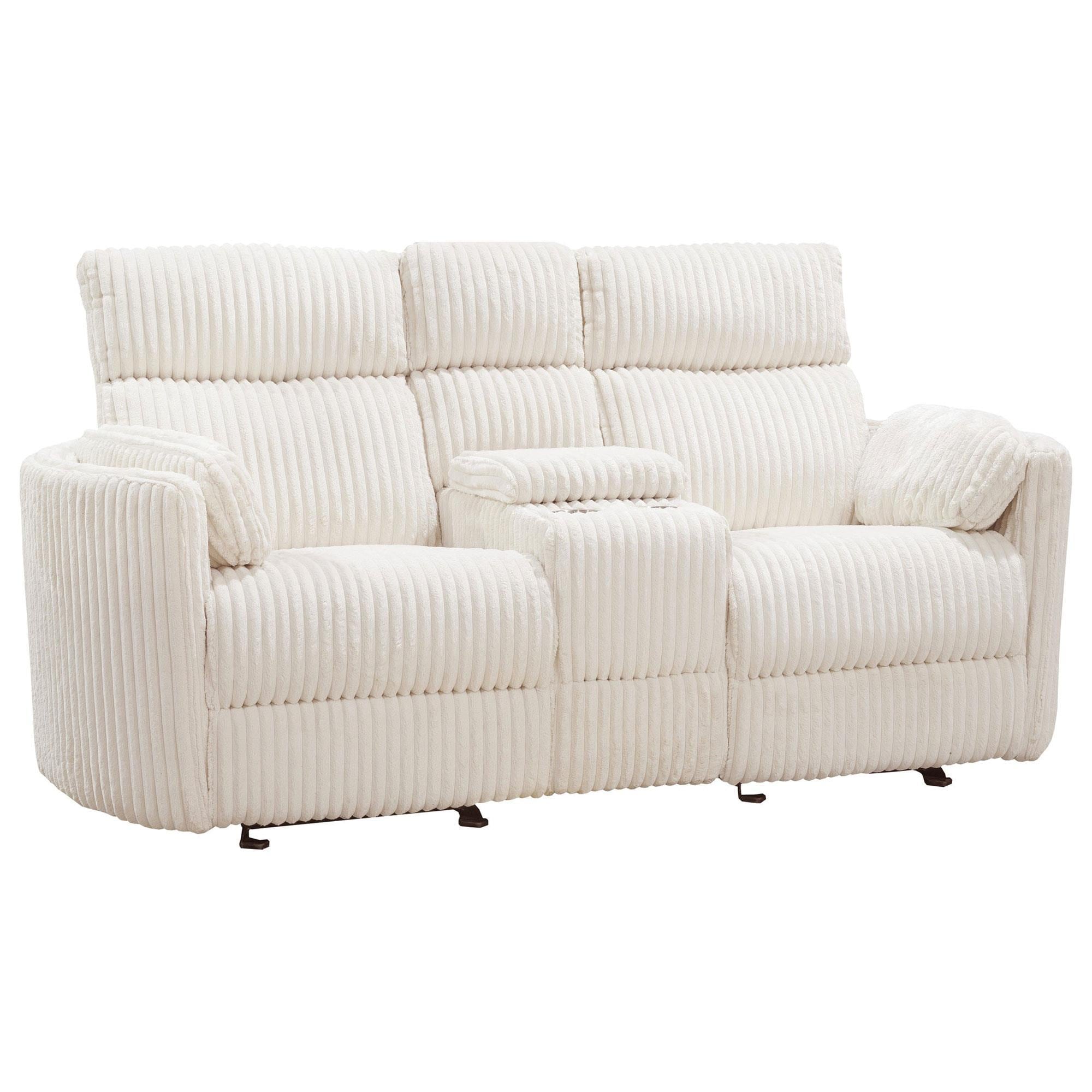 Simeon Collection Power Glider Reclining Console Loveseat in Mega Ivory