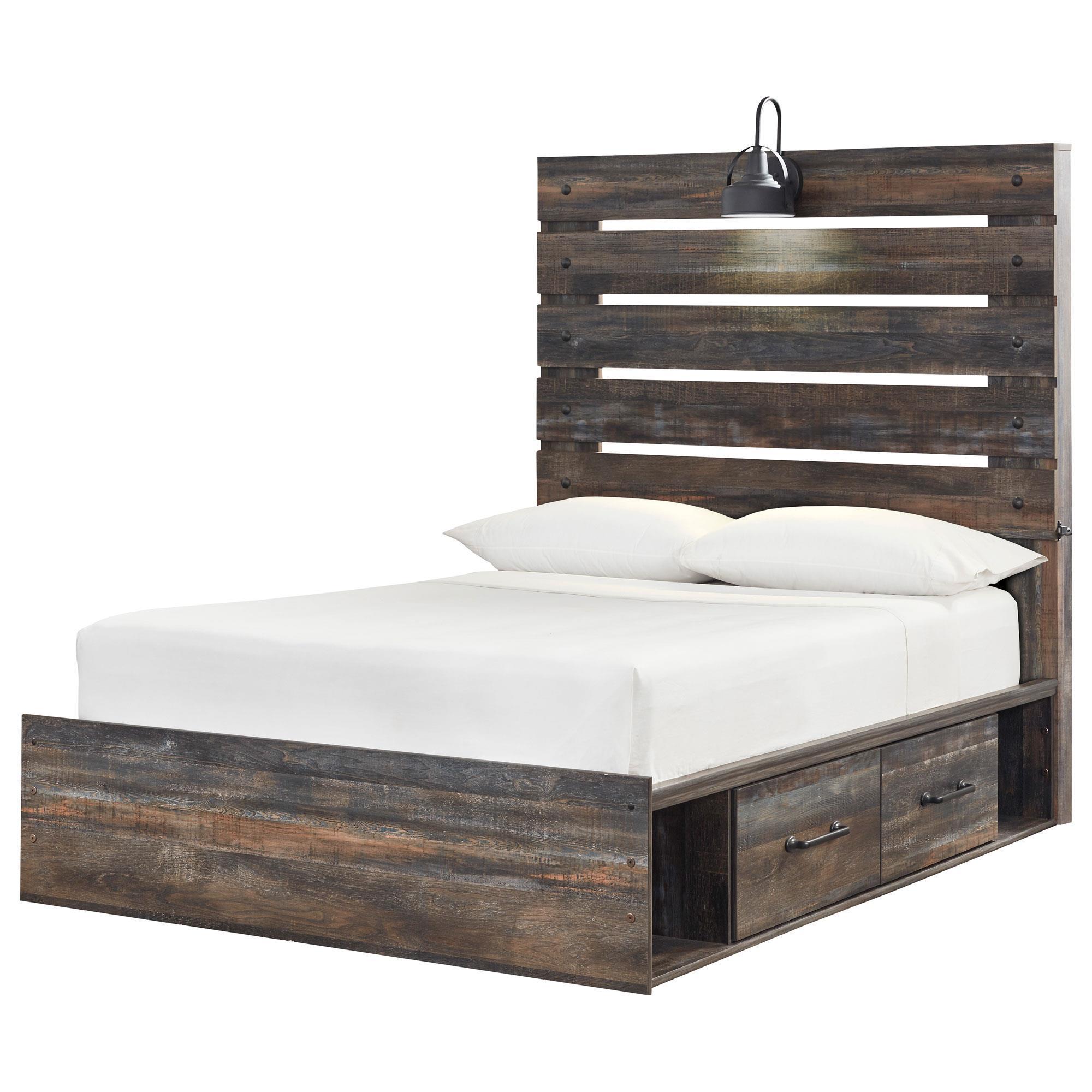Ashley Drystan Full Panel Bed with Storage in Brown Rustic