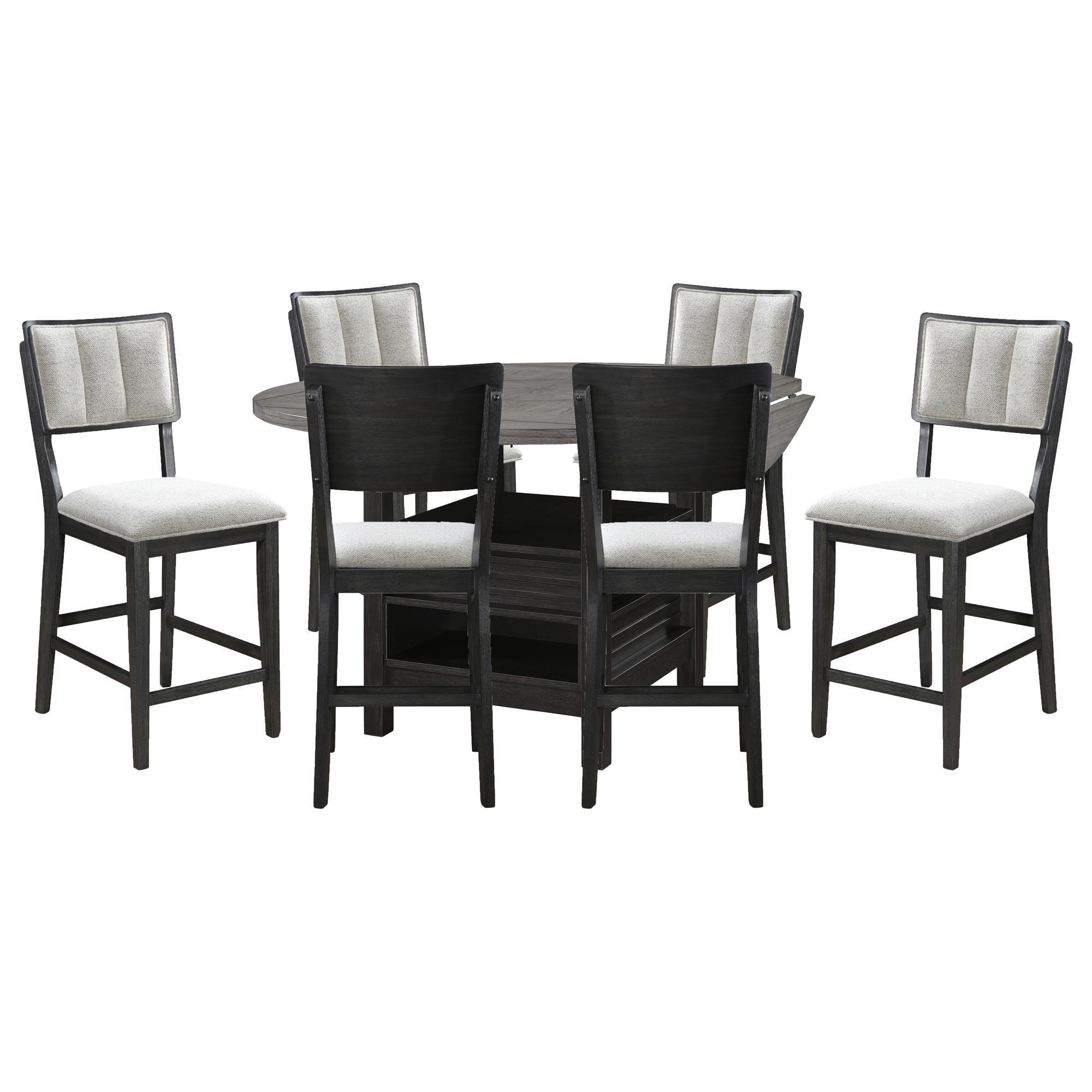 Crown Mark 7-Piece Dining Set in Black and Grey