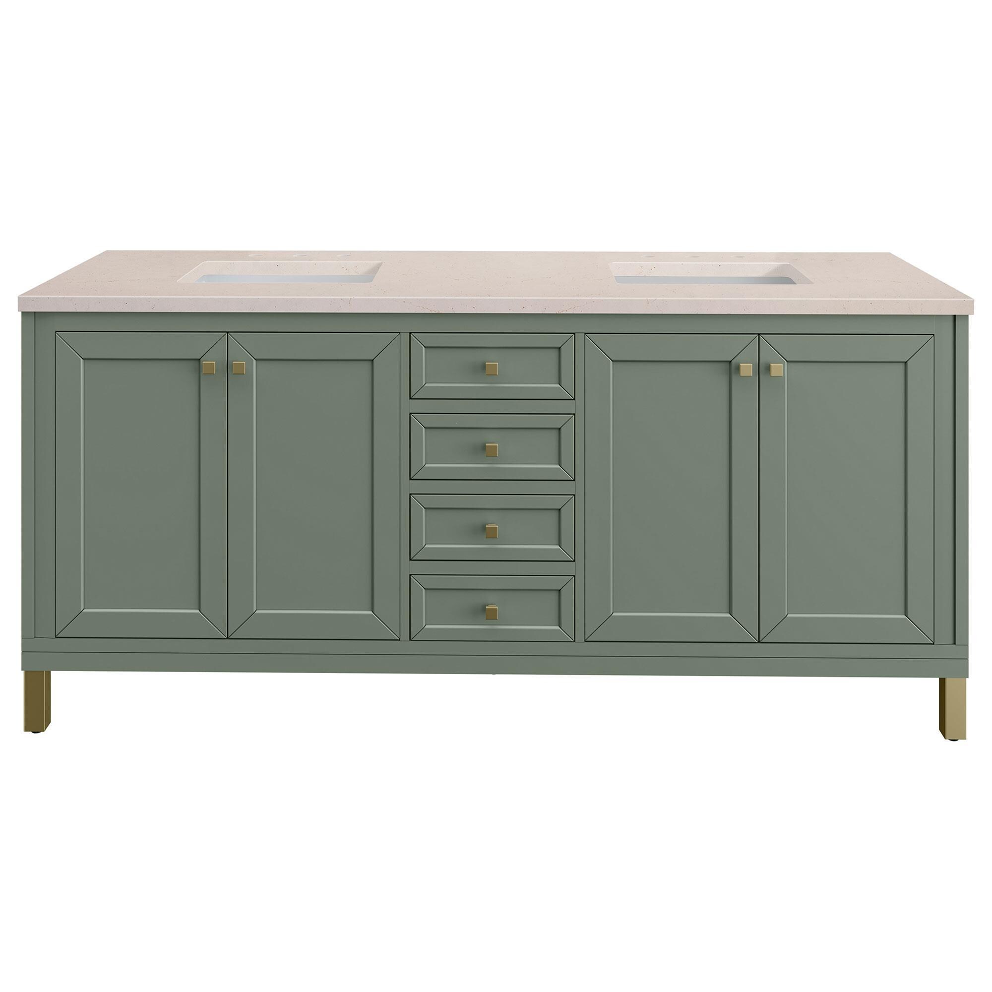 James Martin Vanities Chicago 72" Double Bathroom Vanity in Whitewashed Walnut with 3 cm Eternal ...