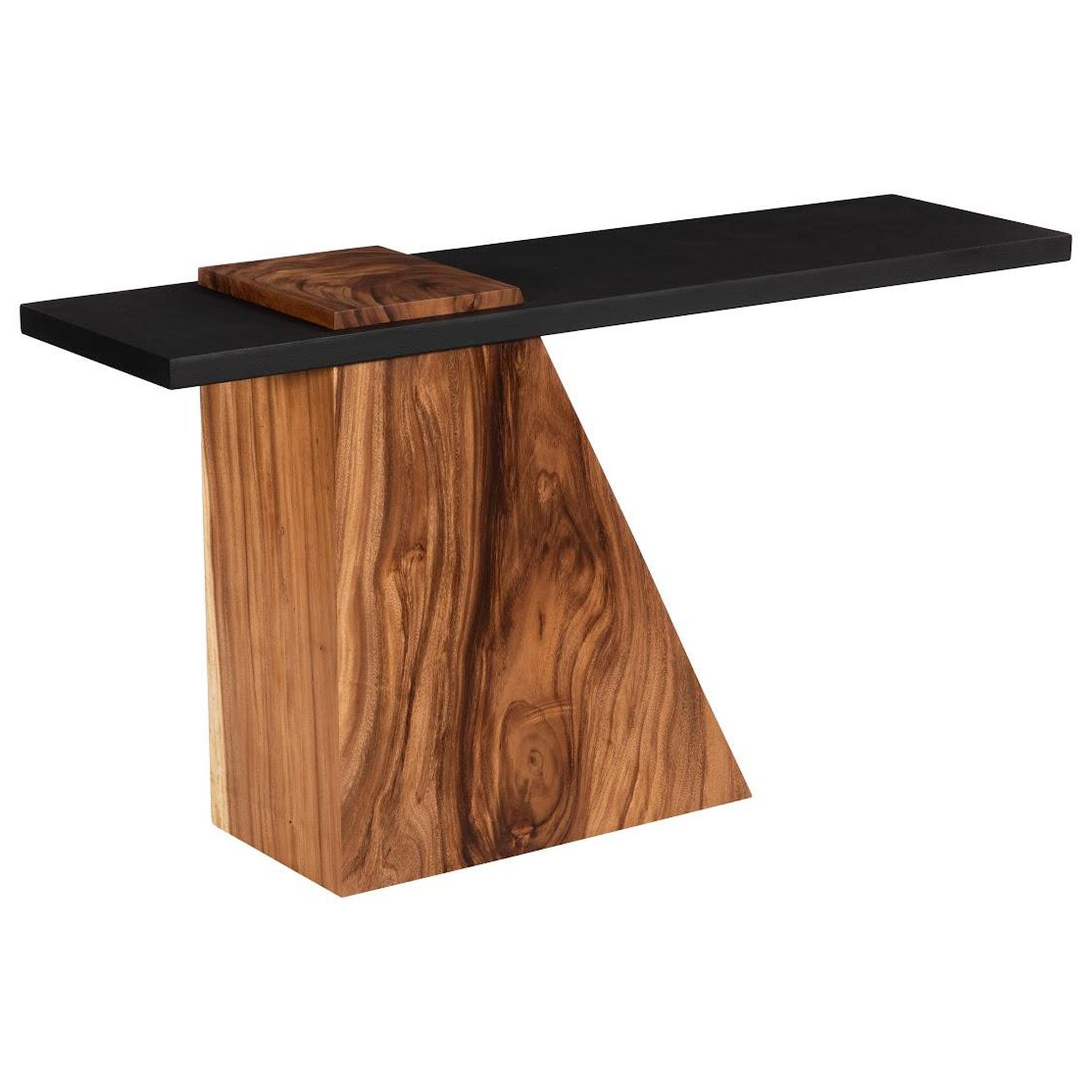 TimberHaus Slant Console Table in Natural and Black