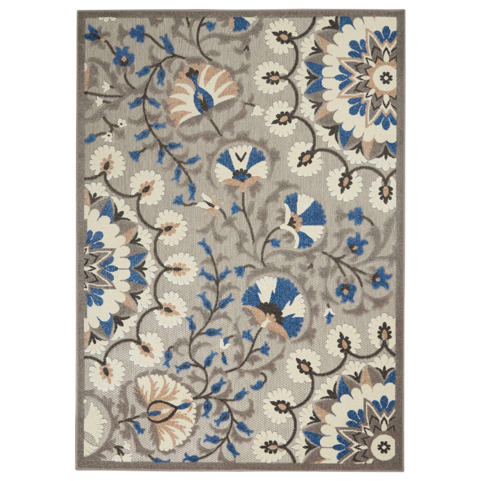 Nourison Aloha Floral 3'6" x 5'6" Grey and Multicolor Indoor/Outdoor ...